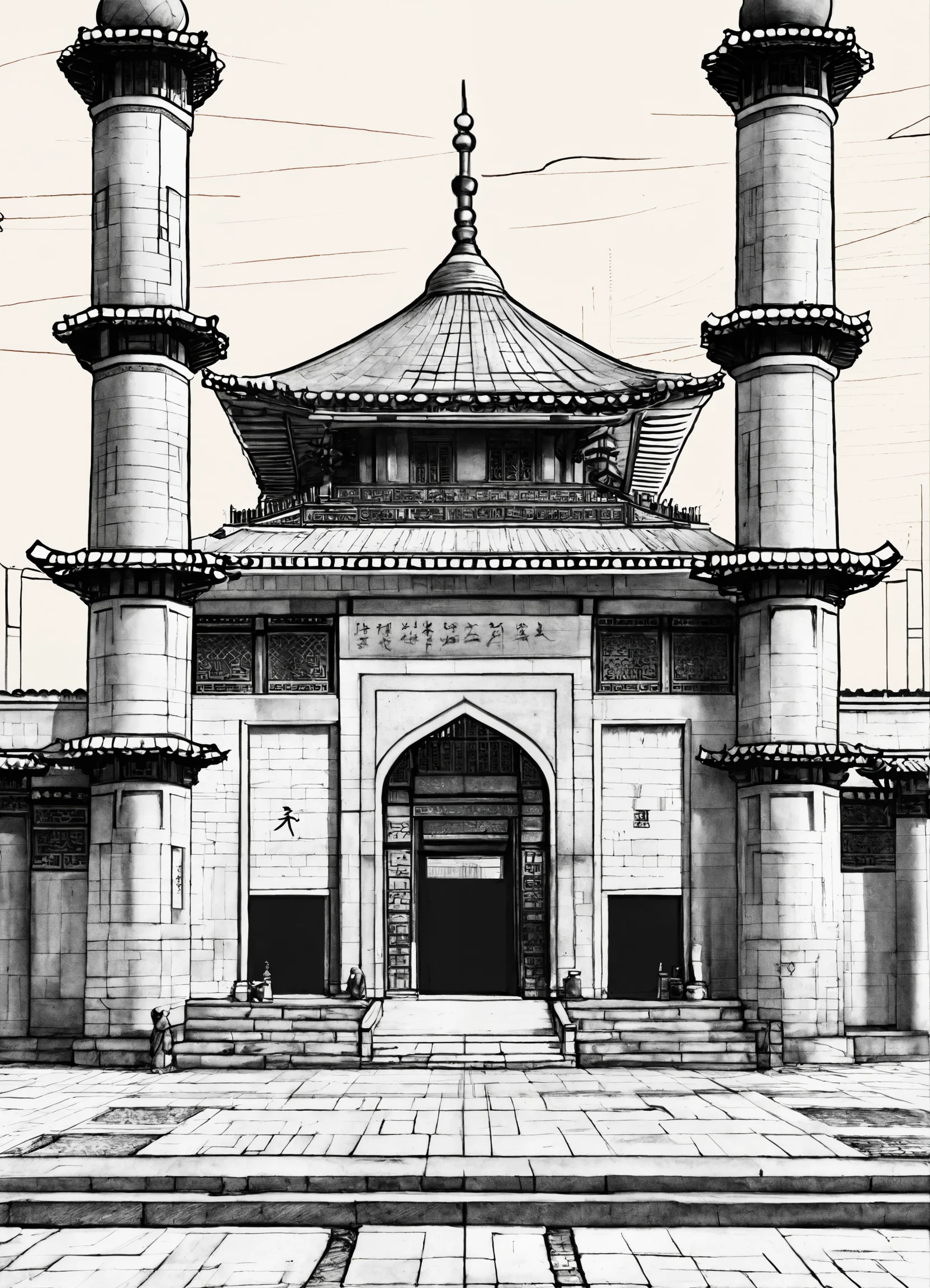 Lexica - ÇİN XİAN MOSQUE 2D DRAW