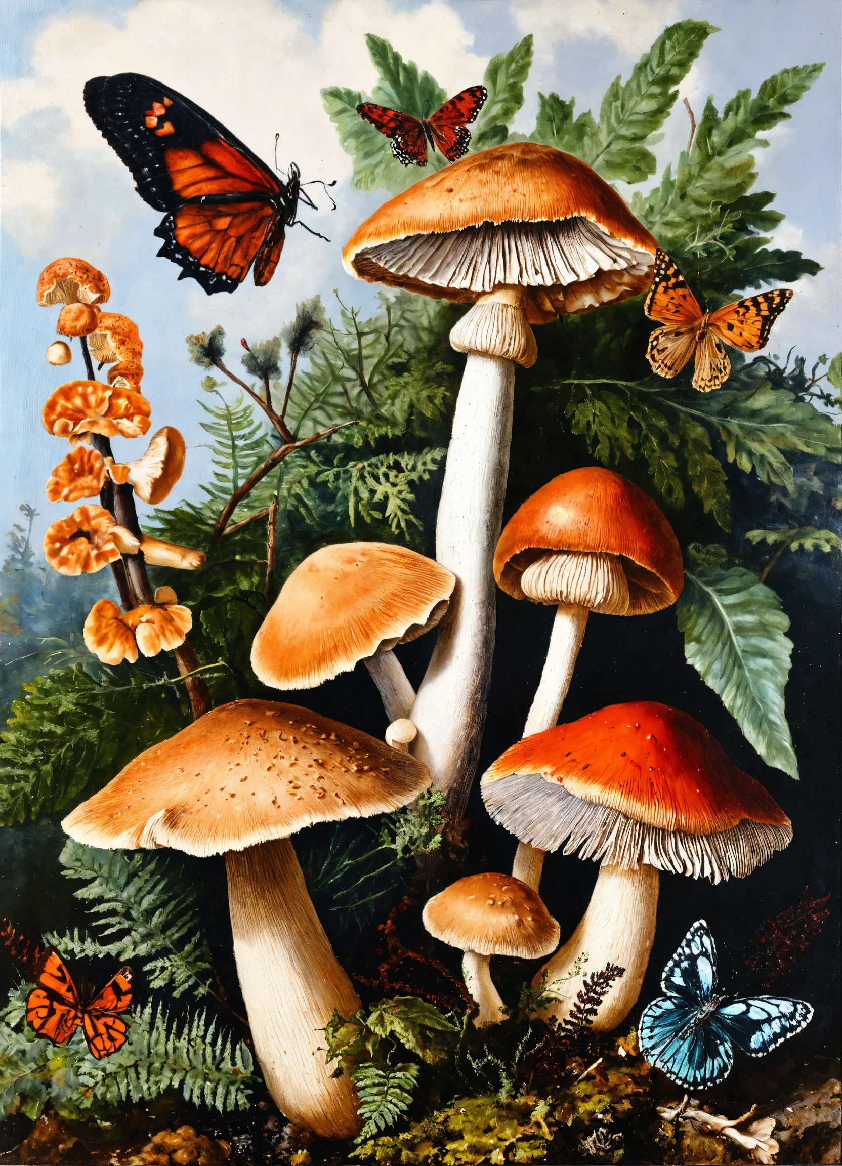 Lexica - Mushrooms, butterfly botanical illustration from ancient ...