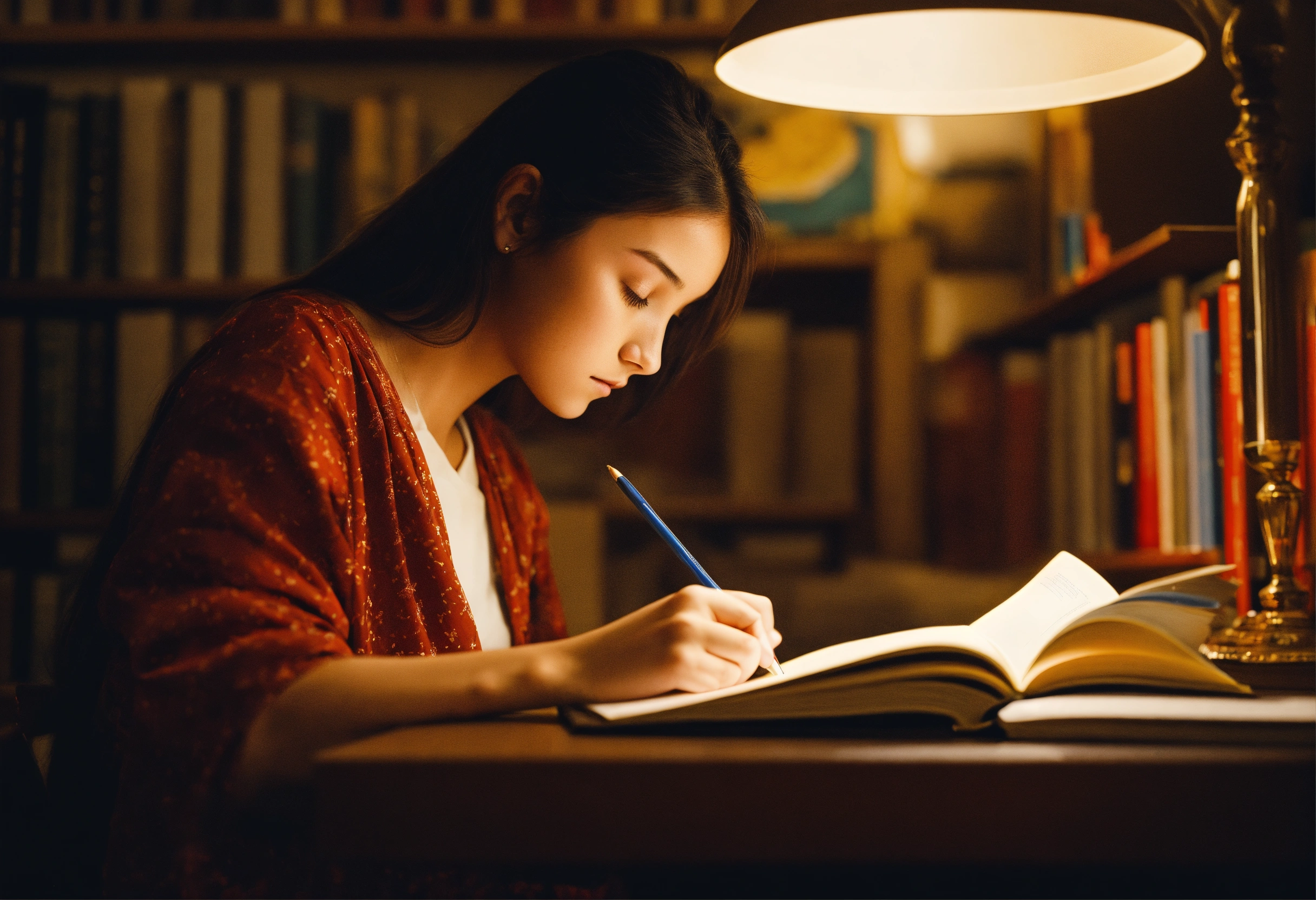 Lexica - Young lady studying