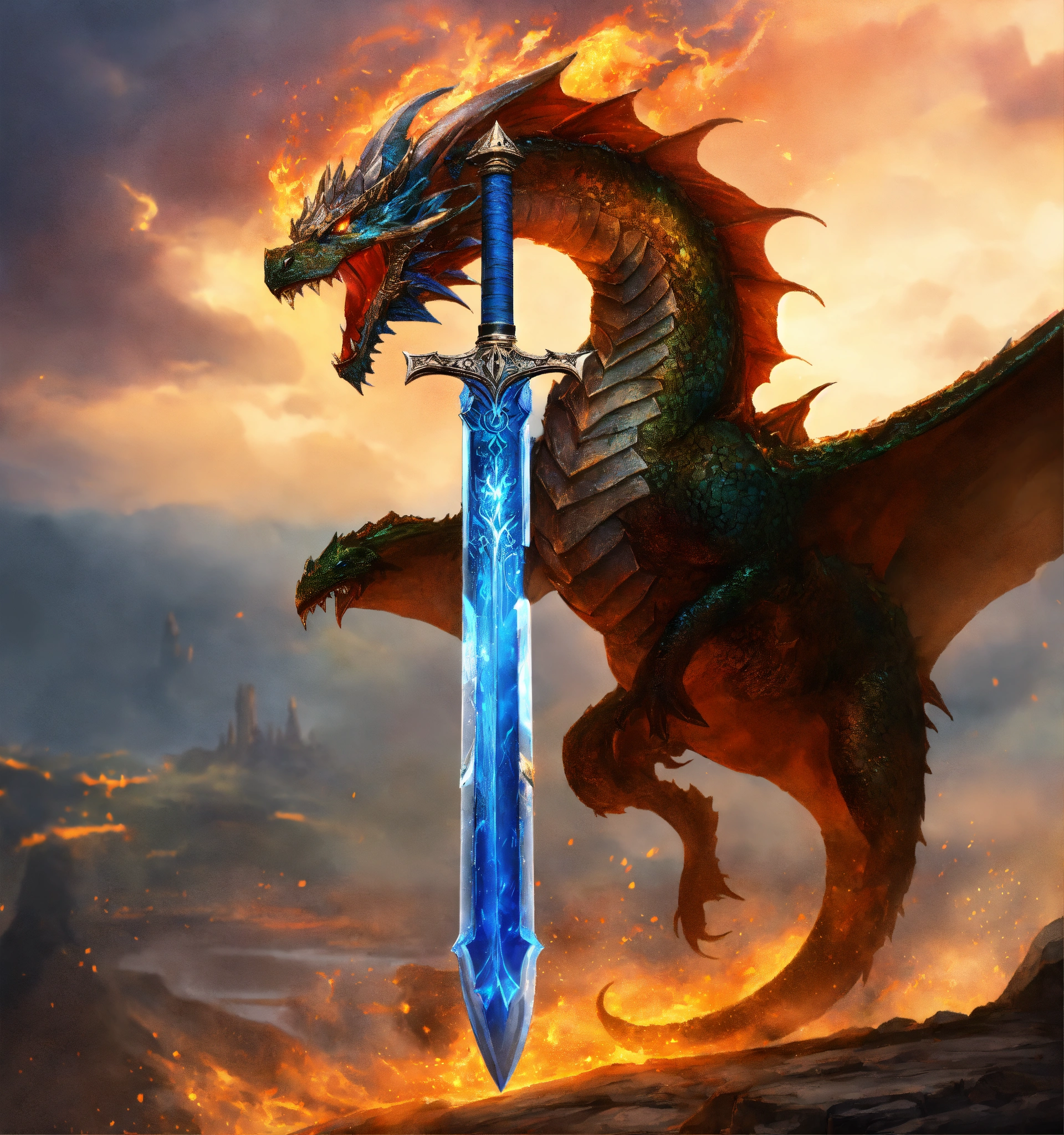 Lexica - A magic draconic blade of azure flames.