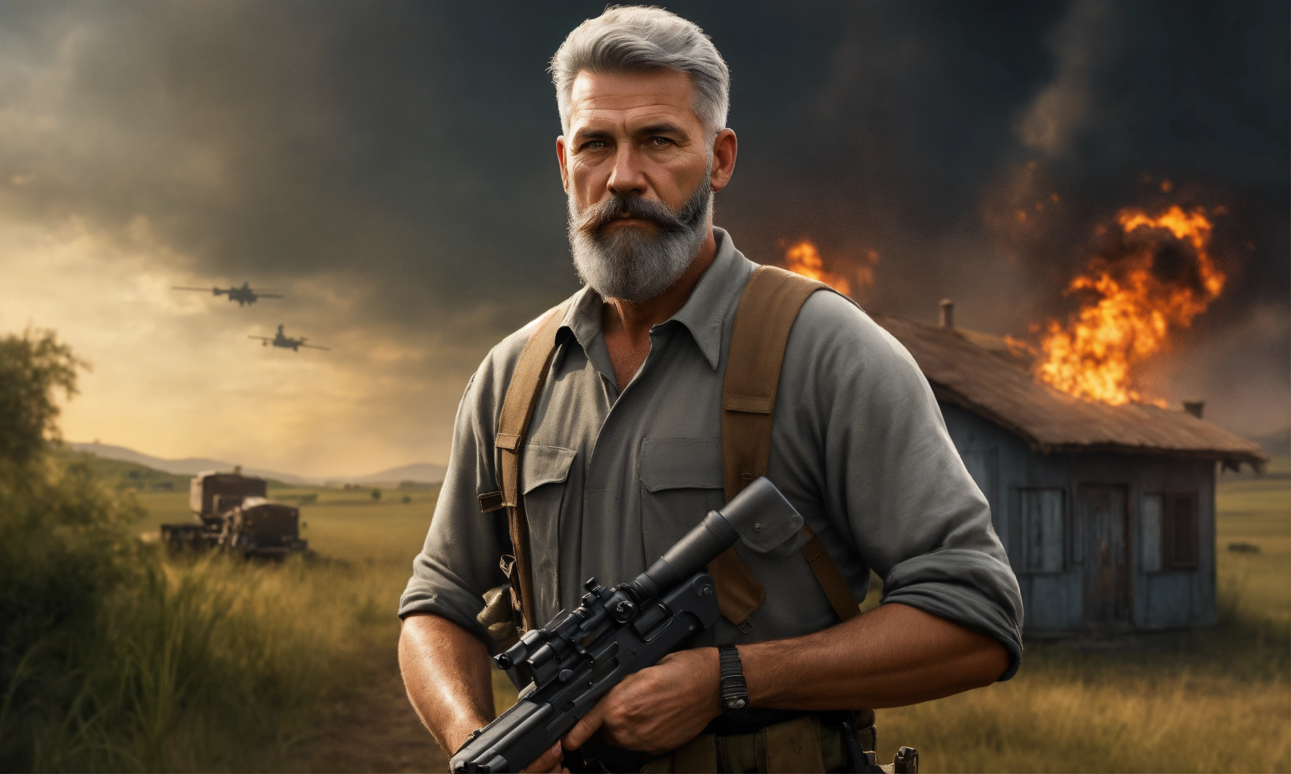 Lexica - 1940s german mercenary with a plain t shirt and cargo pants in ...
