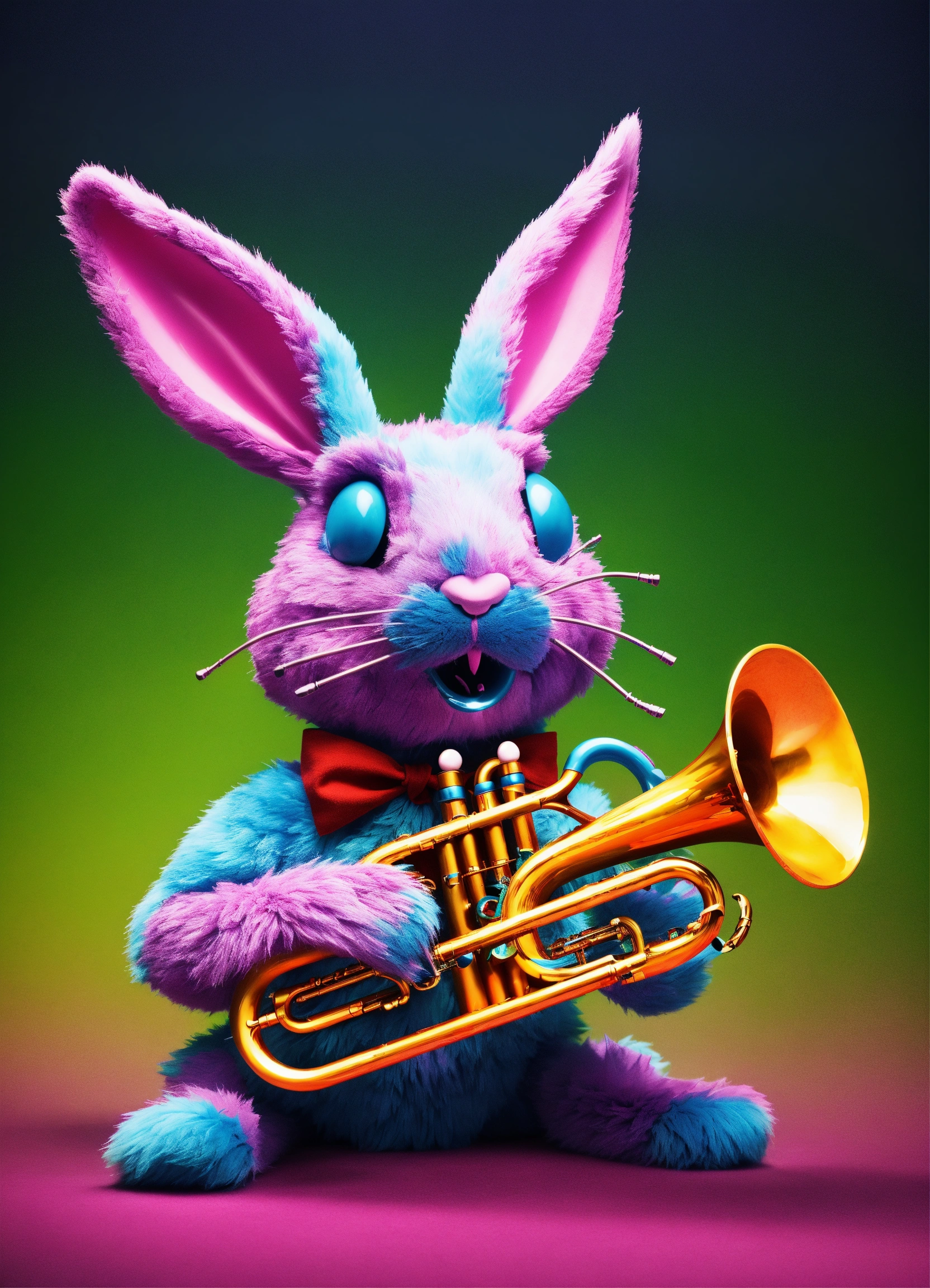 Lexica - An insane 3d toy furry musical bunny playing trumpet saxophone ...