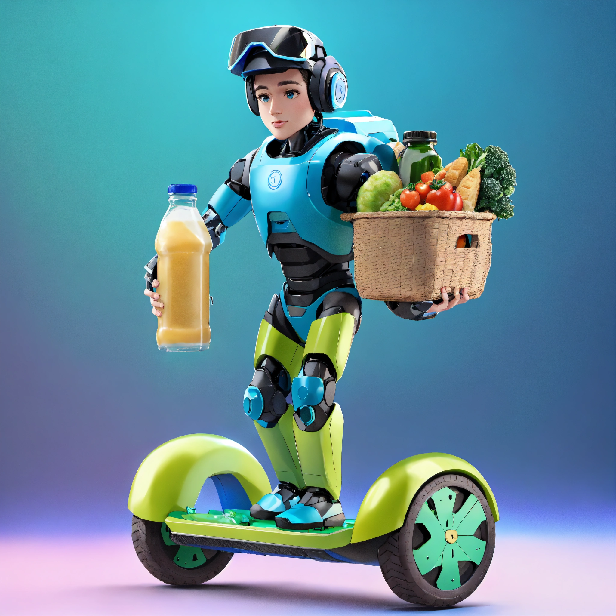 Lexica - A passionate male robot on hoverboard, realistic man face ...