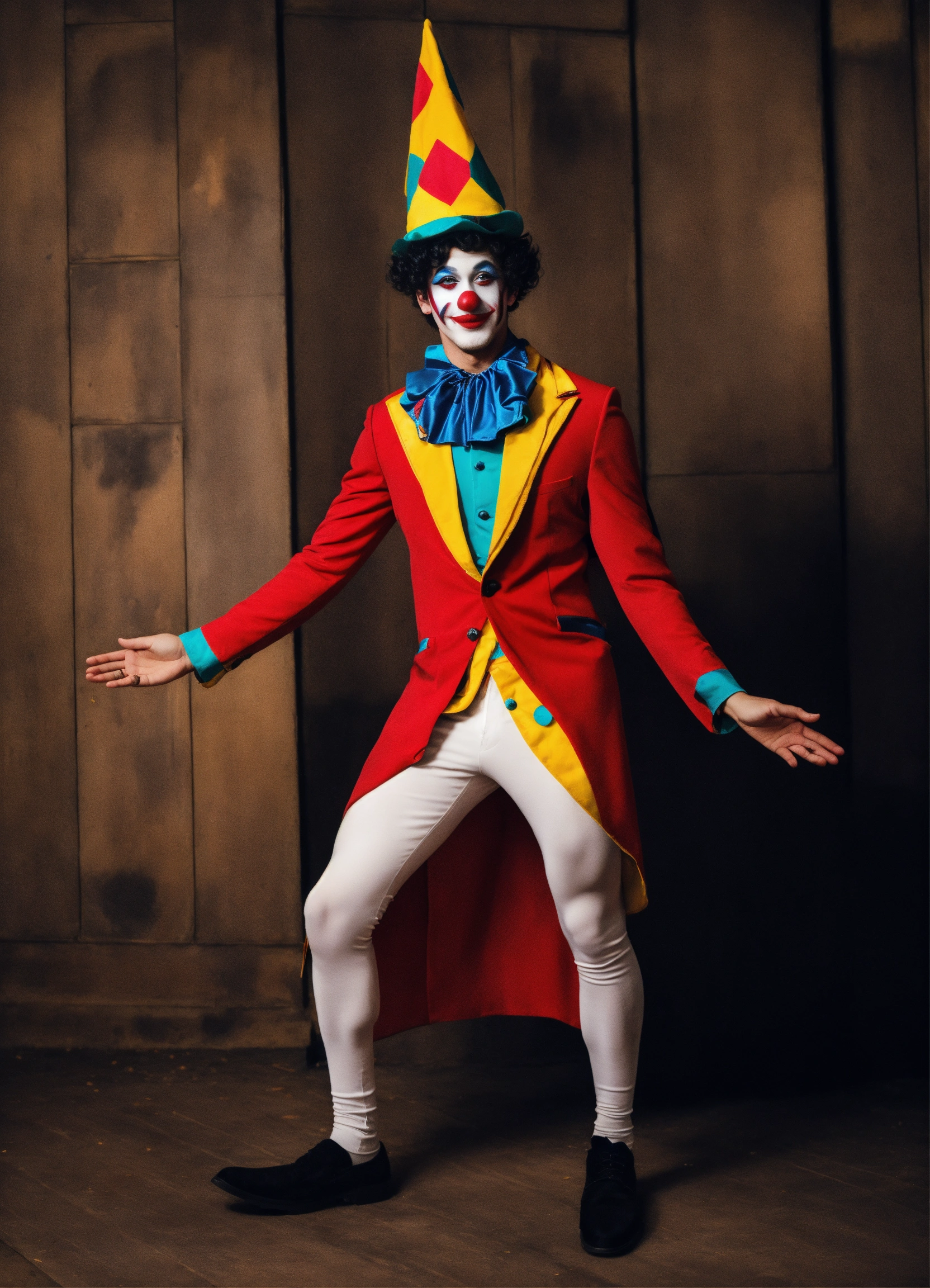 Lexica - Human male, court jester,, clown makeup, funny pose, full body ...