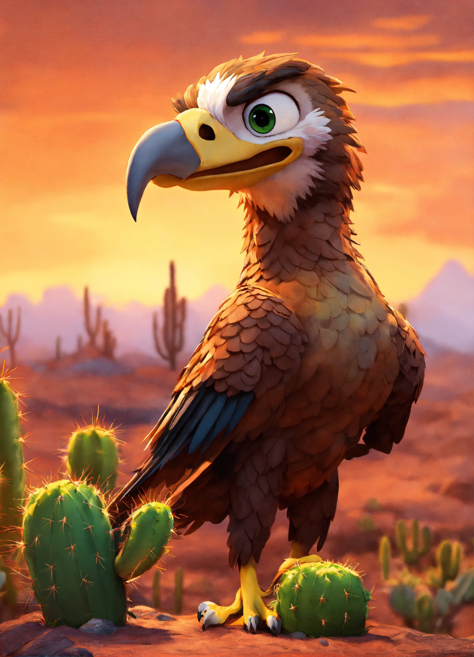Lexica - Pixar animation of Eagle Devouring Snake on a cactus, pixar ...