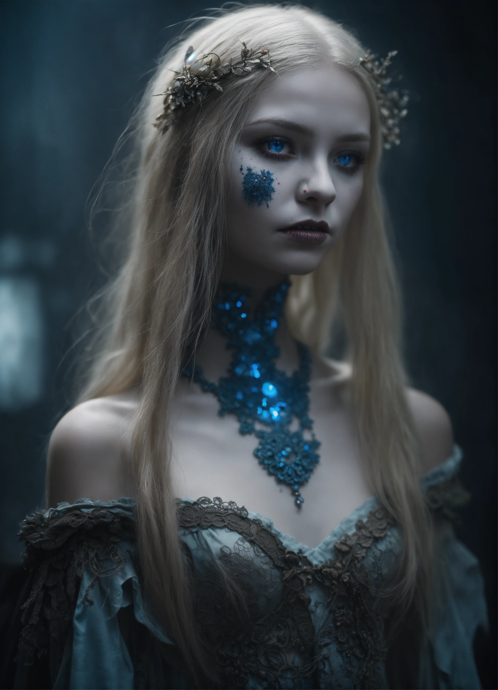 Lexica - Body portrait, ten year old childish female goth necromancer ...