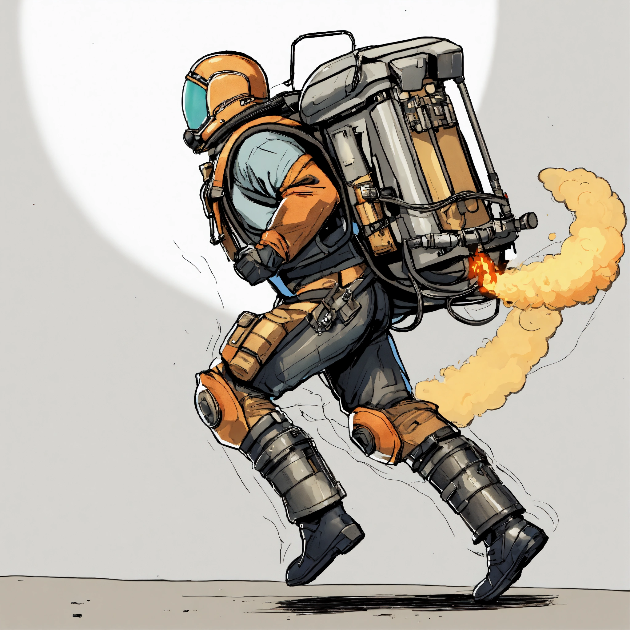 Lexica - 2d jetpack. comic theme, right side view. white background