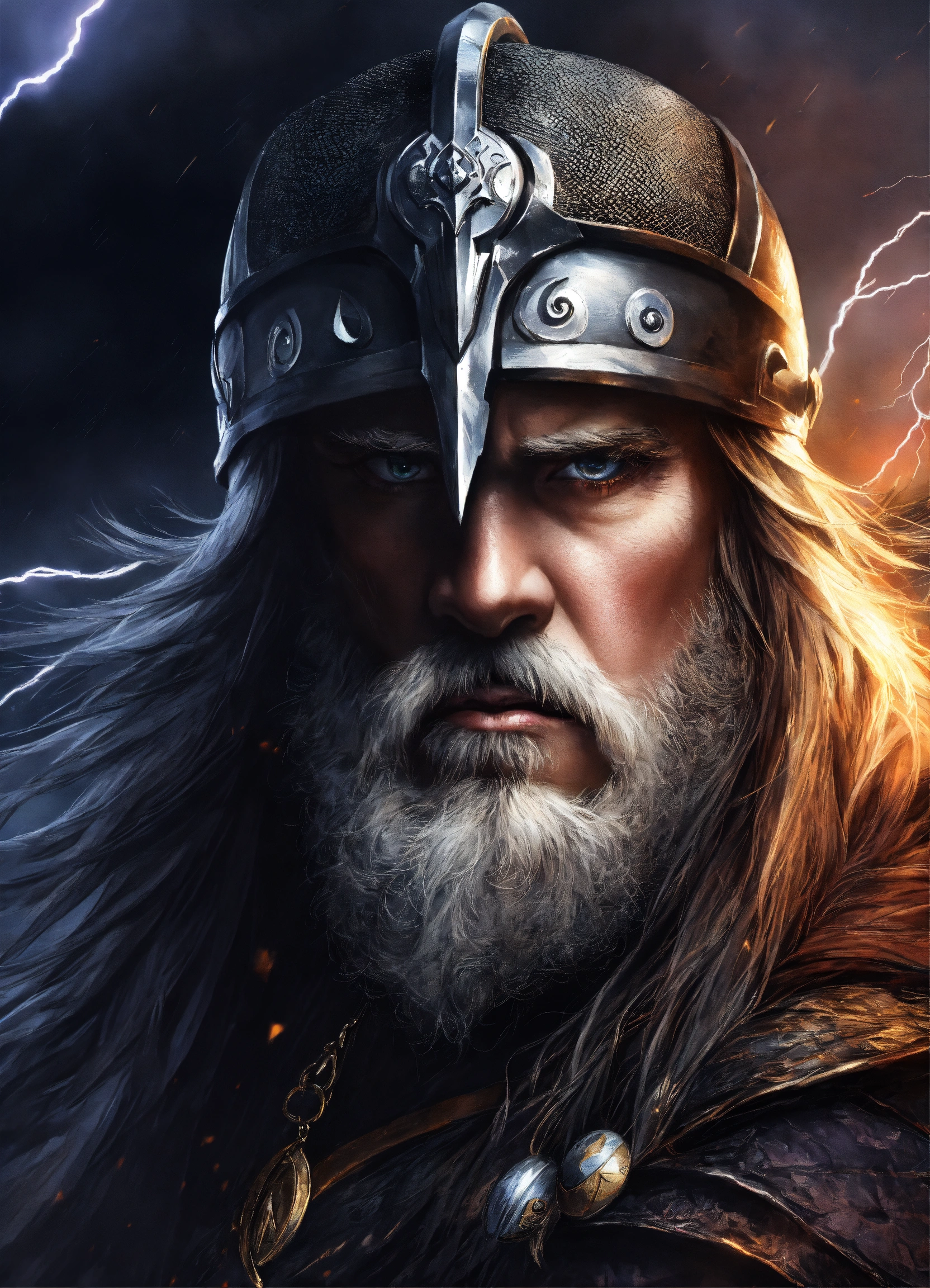 Lexica - Odin, one eye blind, 2 ravens, black bird background, dramatic ...