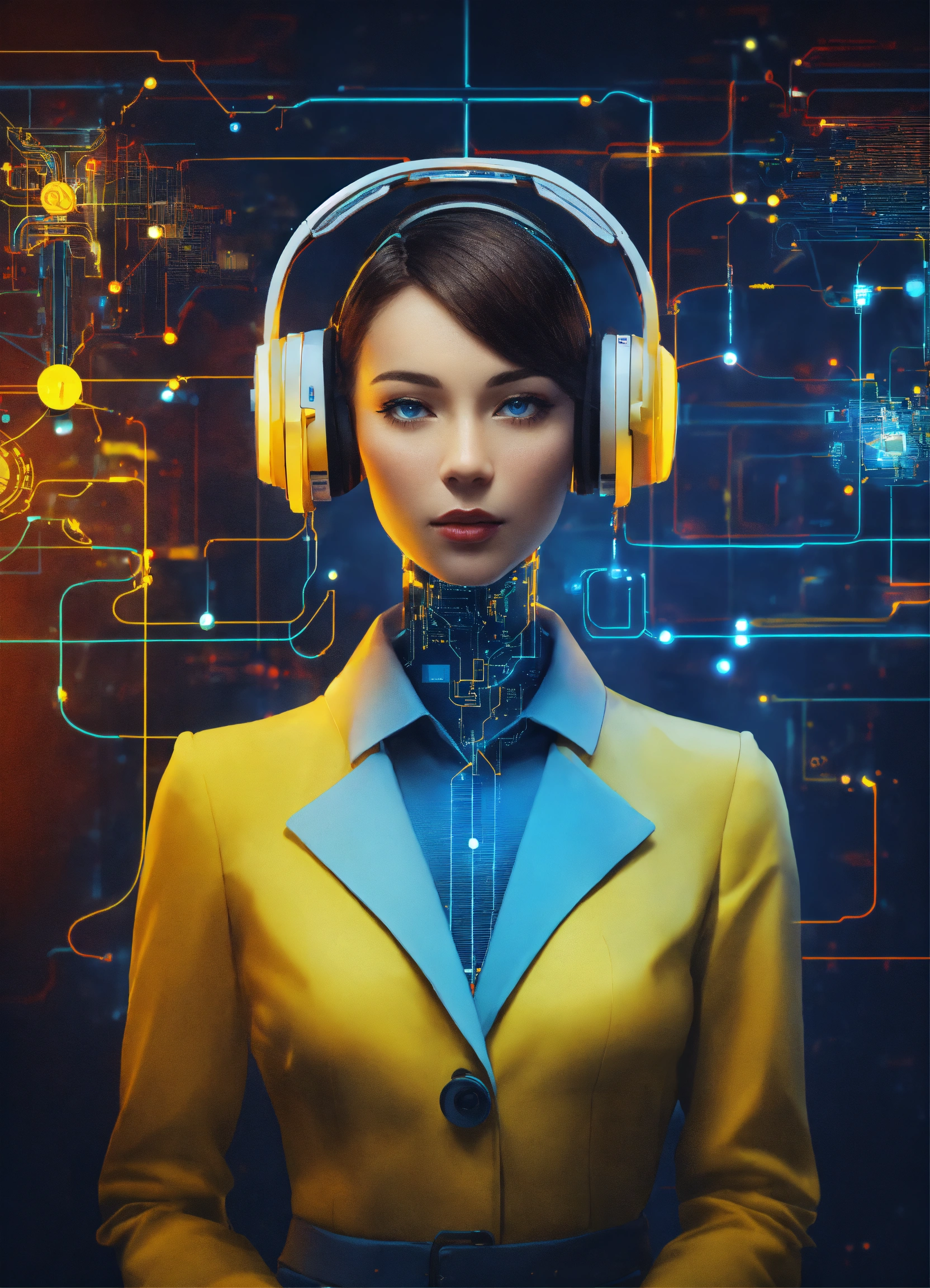 Lexica - Imagine a woman dressed in business attire, interacting with a ...