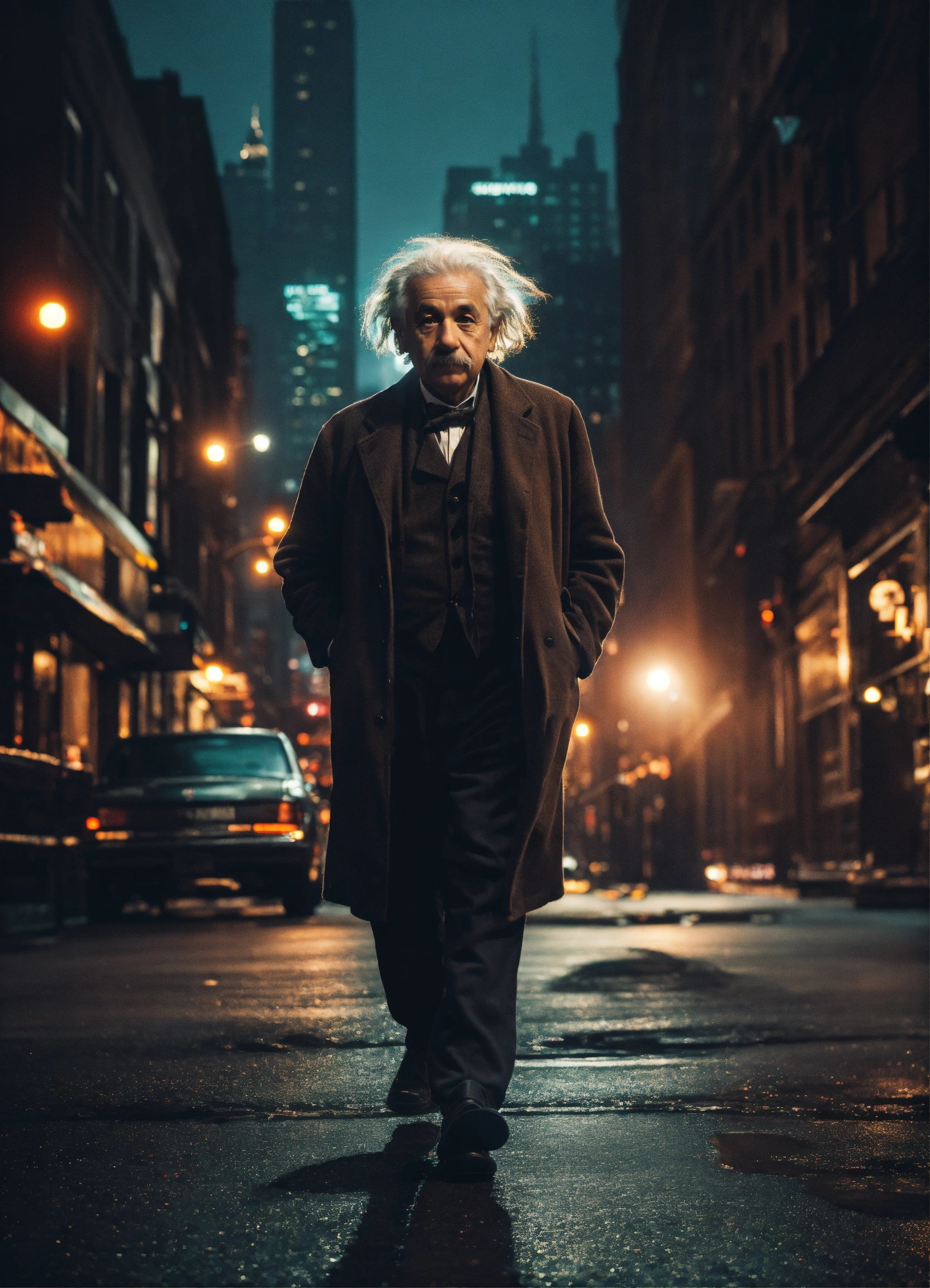 Lexica - Albert Einstein walking through streets of new york, stunning ...