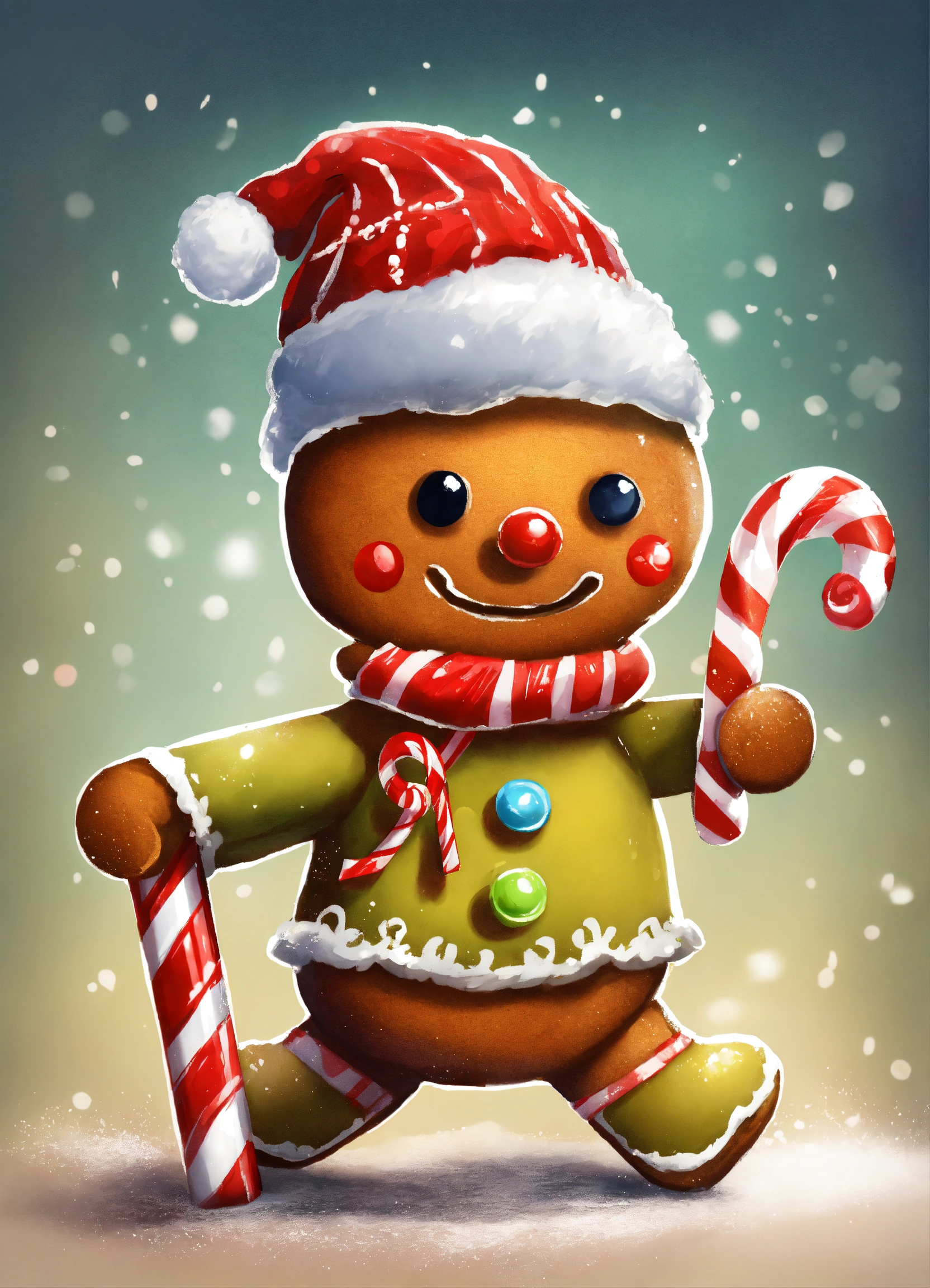 Lexica - Illustration drawning of a super cute gingerbread man wearing ...