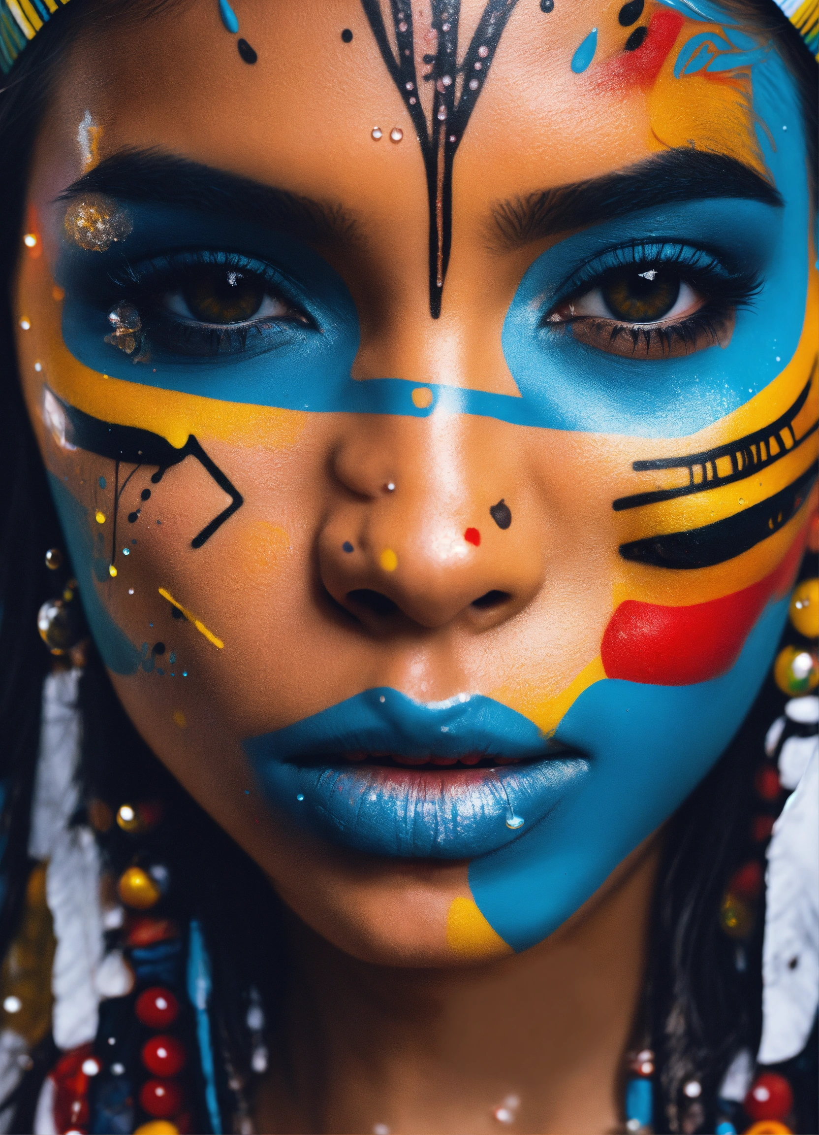 Lexica - Beautiful Indigenous woman pop art style 8k graffiti with ...