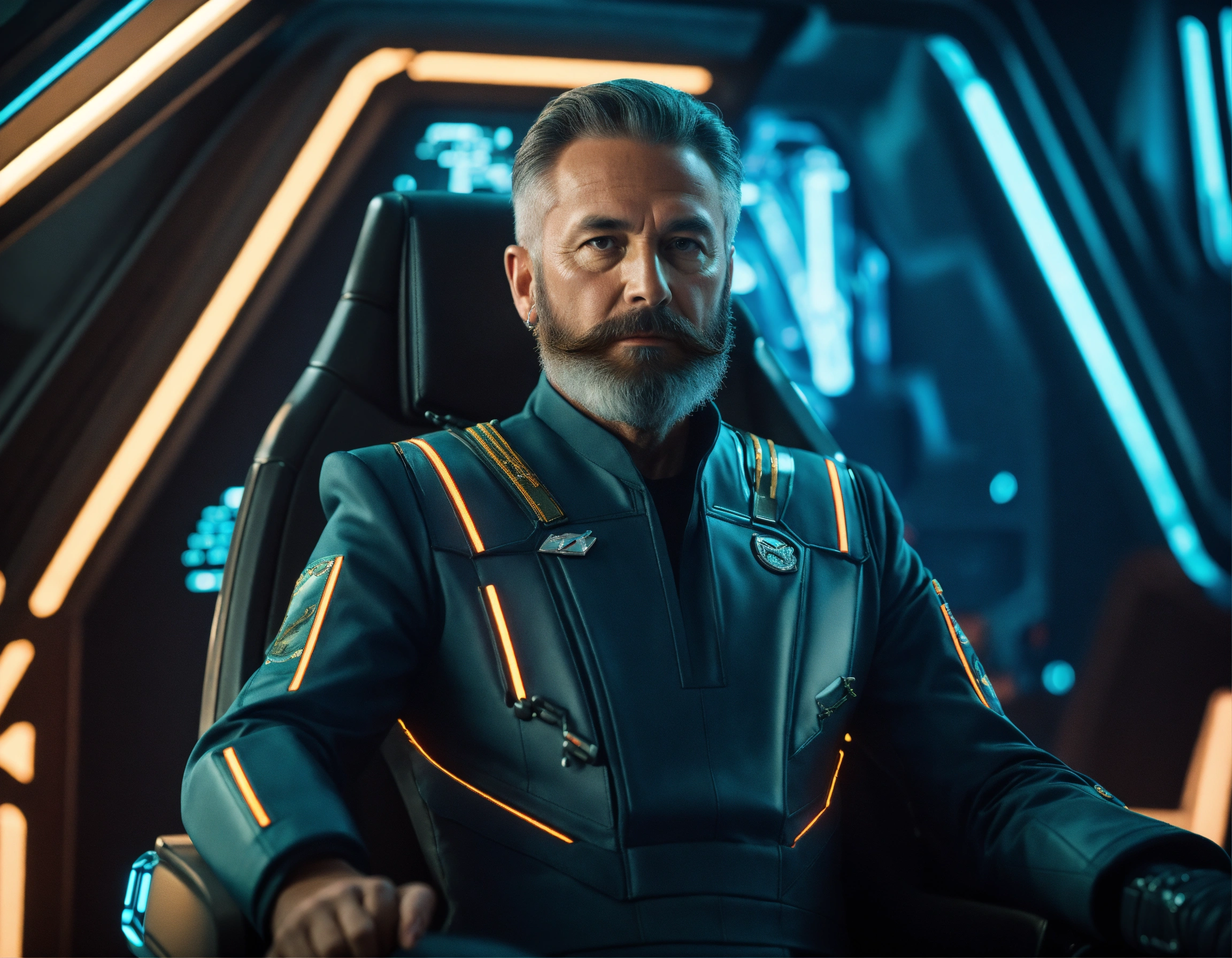 Lexica - 50 year old masculine star commander general with trim beard ...