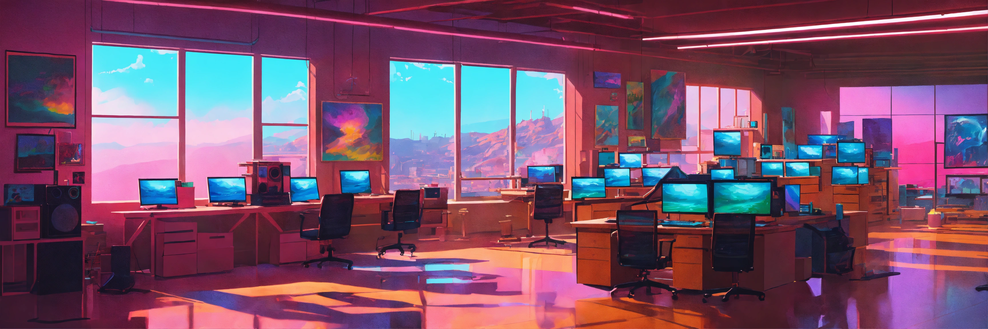 Lexica - A beautiful, sharp focus, modern artist studio. matrix vibes ...