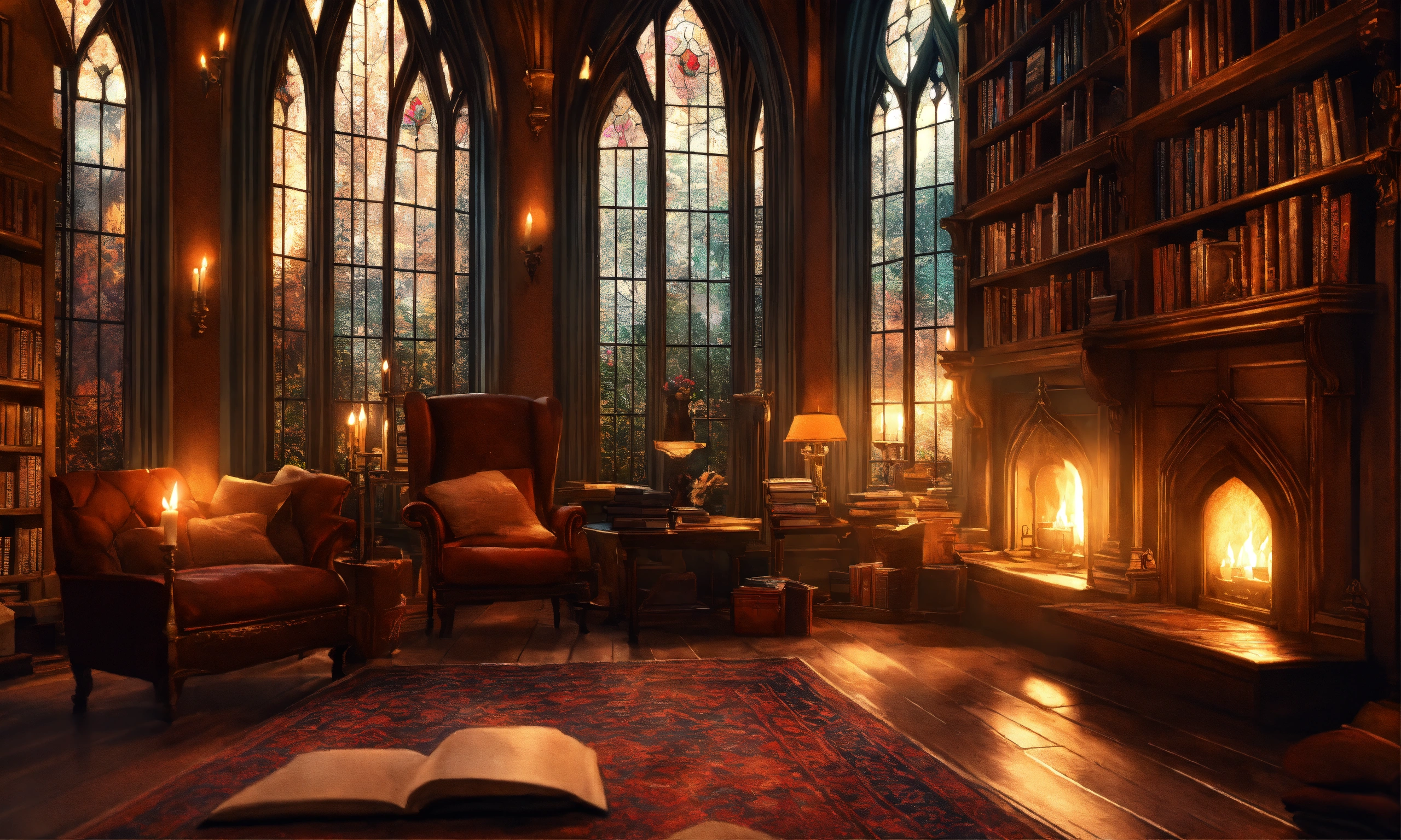 Lexica - Epic shot of very cozy ultra detailed library like from Harry ...