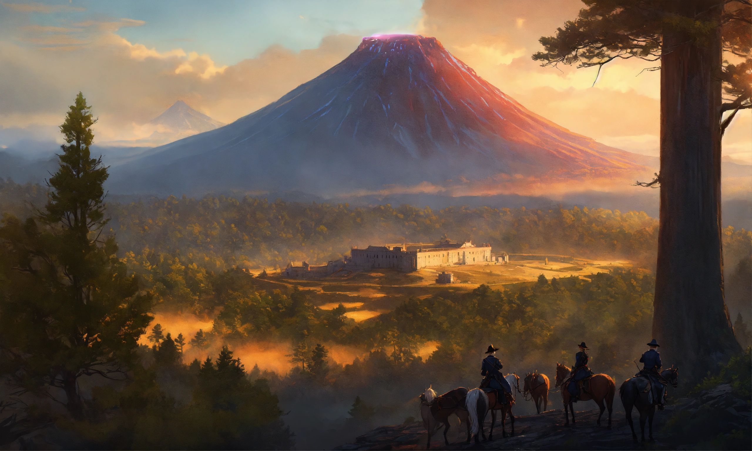 Lexica - Colonial frontier fort with dormant volcano in distance and ...