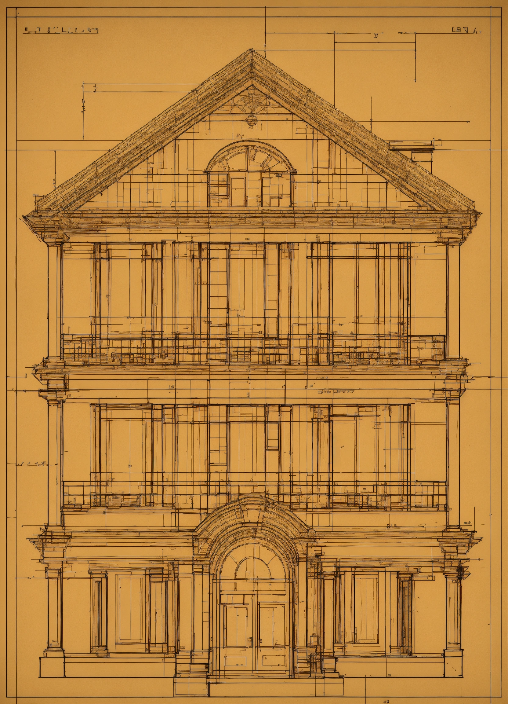 Lexica - An image of a stylized architectural blueprint, representing ...