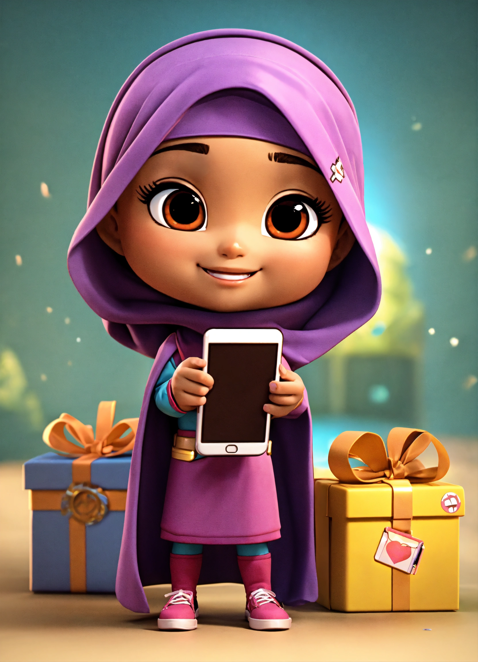 Lexica - Little hijab girl, muslim superhero, no eyes, cartoon, 3D ...