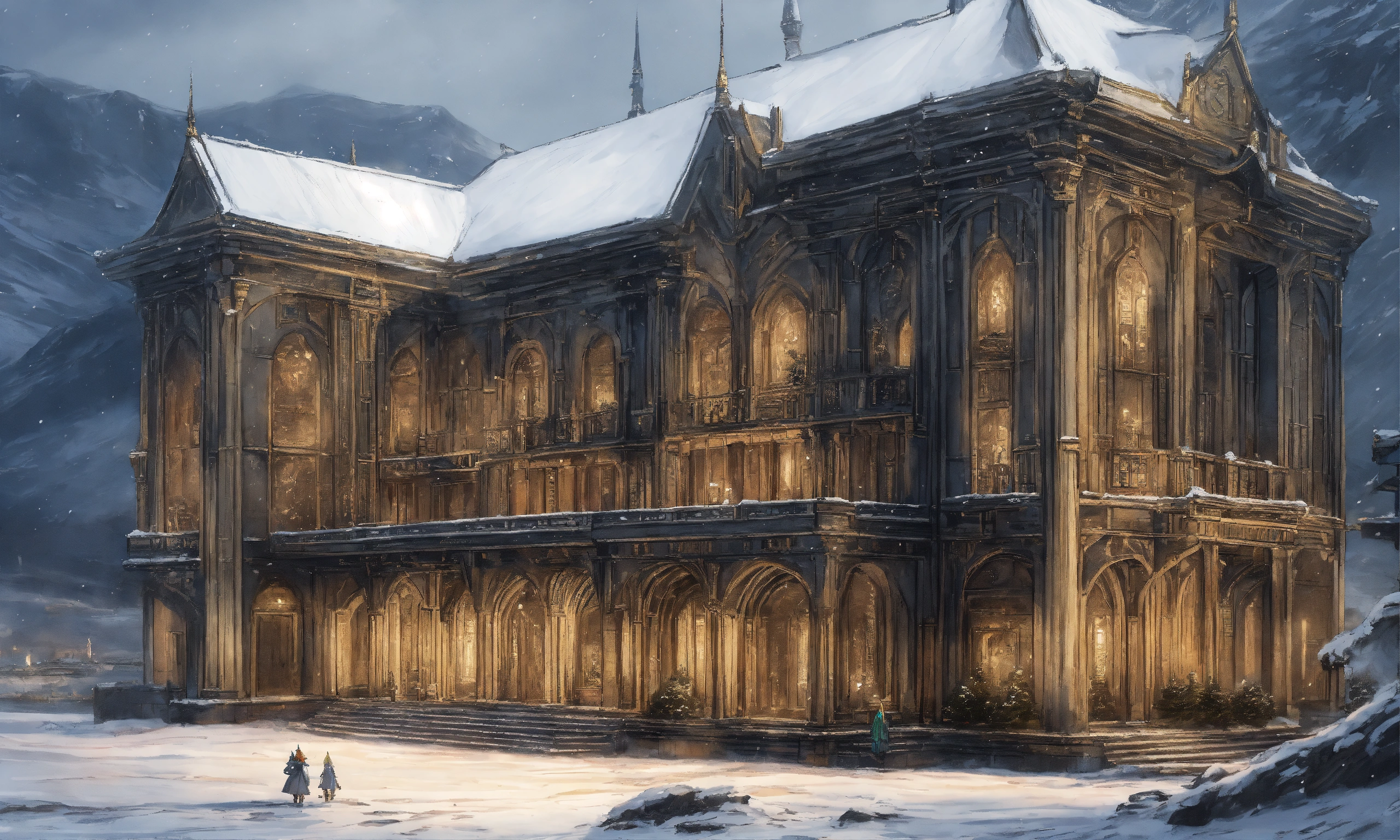 Lexica - Drawing of a fully shown elegant vast high elf sci fi palace ...