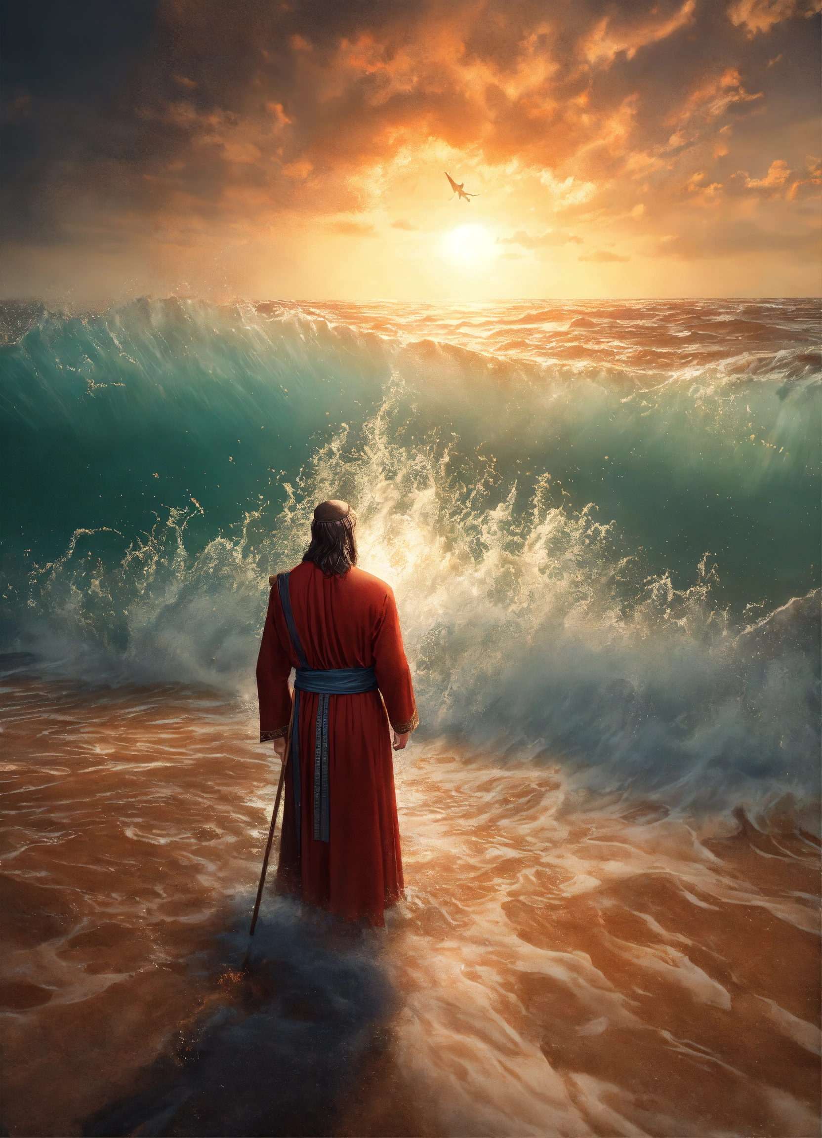 Lexica - Biblical story Moses parting the Red Sea, perfect composition ...