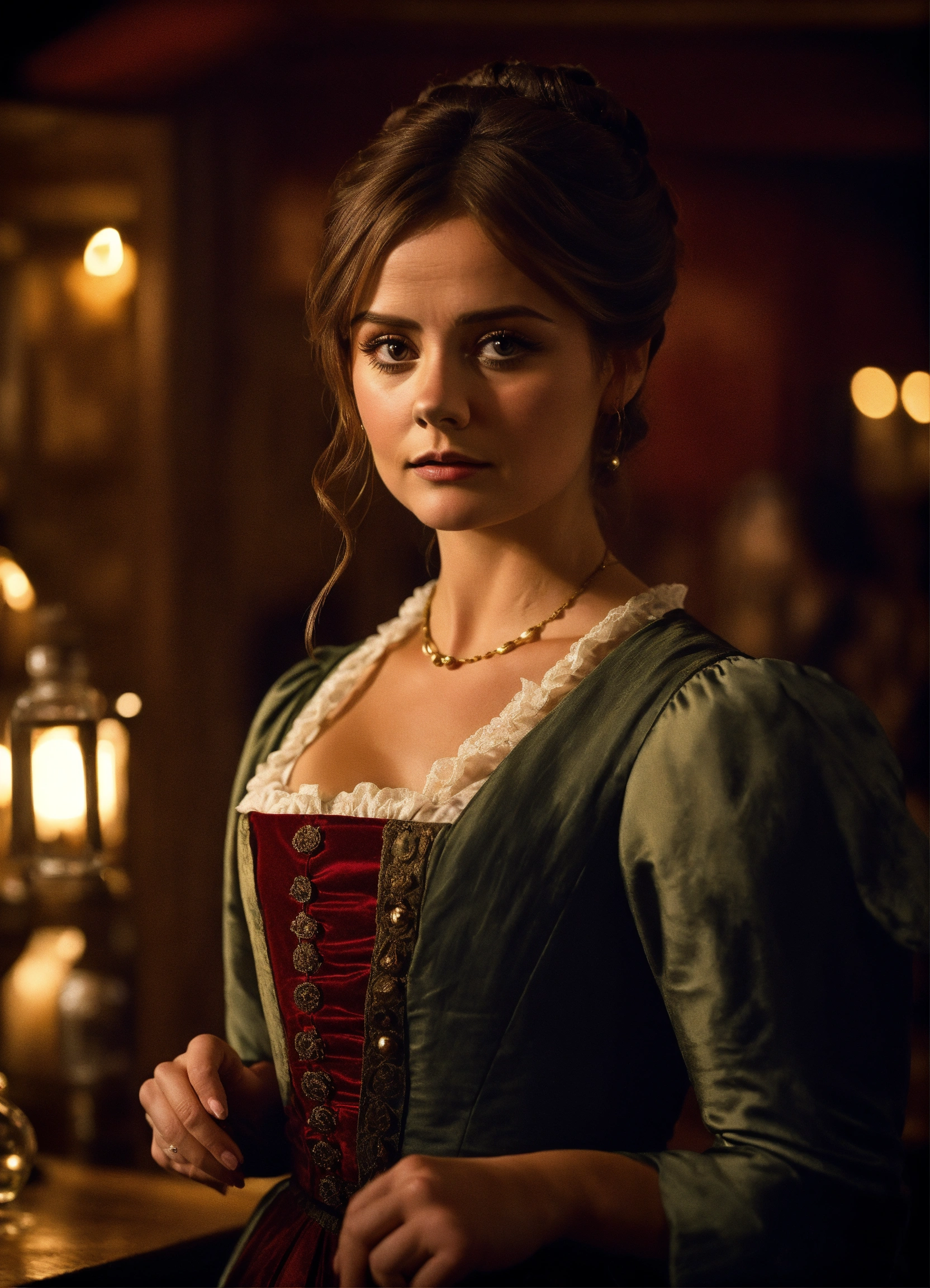 Lexica - "Jenna Coleman as victorian barmaid", big hair, dramatic ...