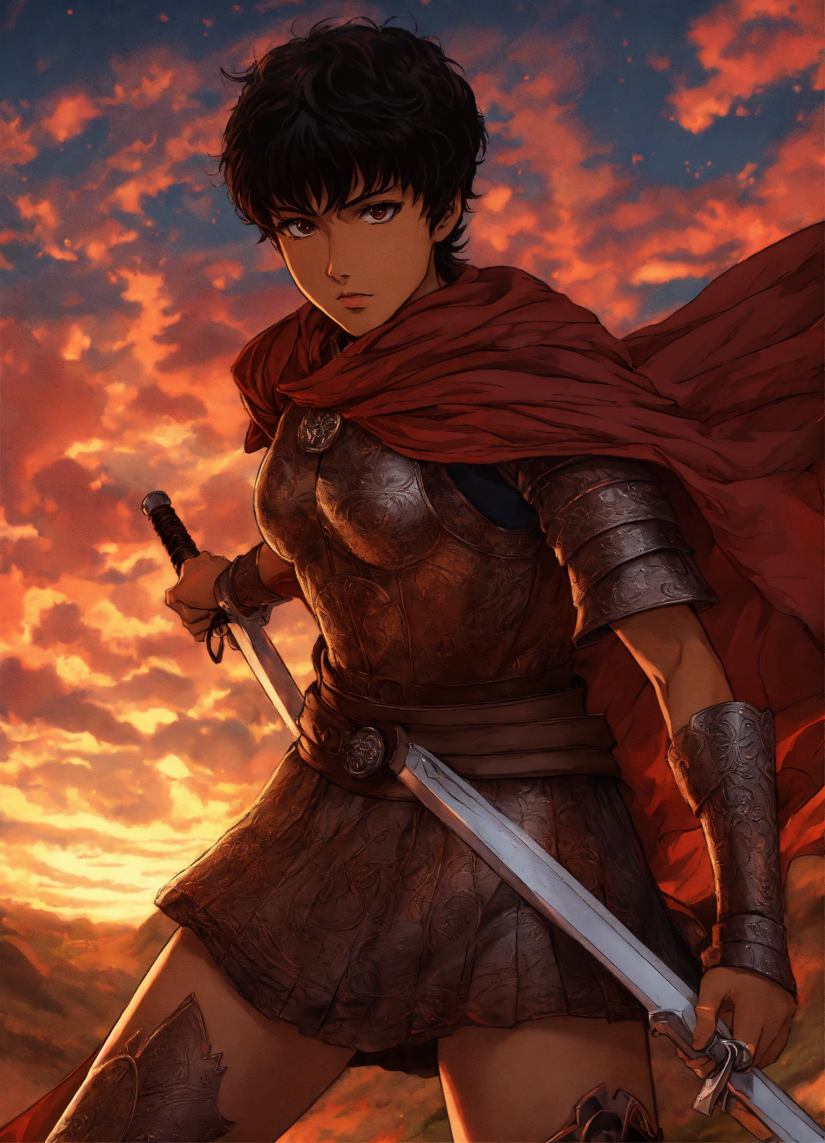 Lexica - Anime art of Casca from Berserk, brown skin, fighting, 8k ...