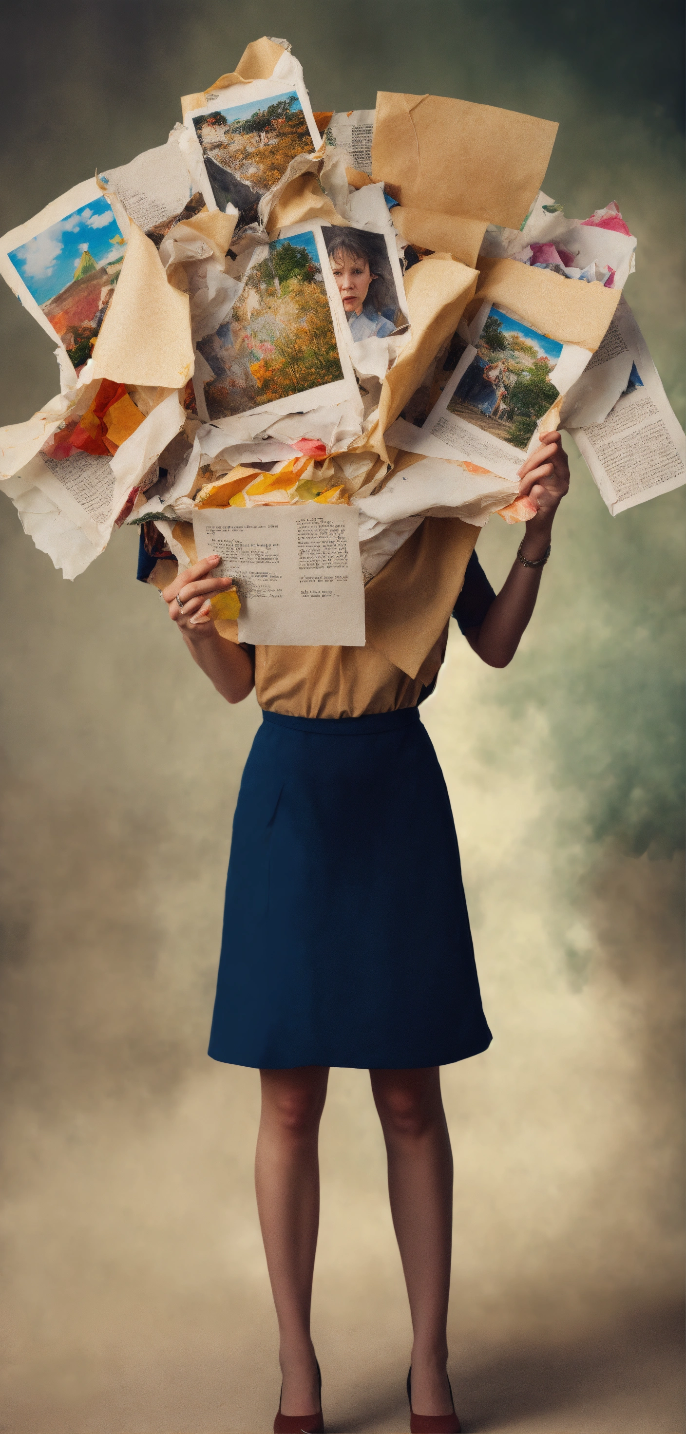 Lexica - Angry aunt holding crumpled torn colored paper with photos and ...