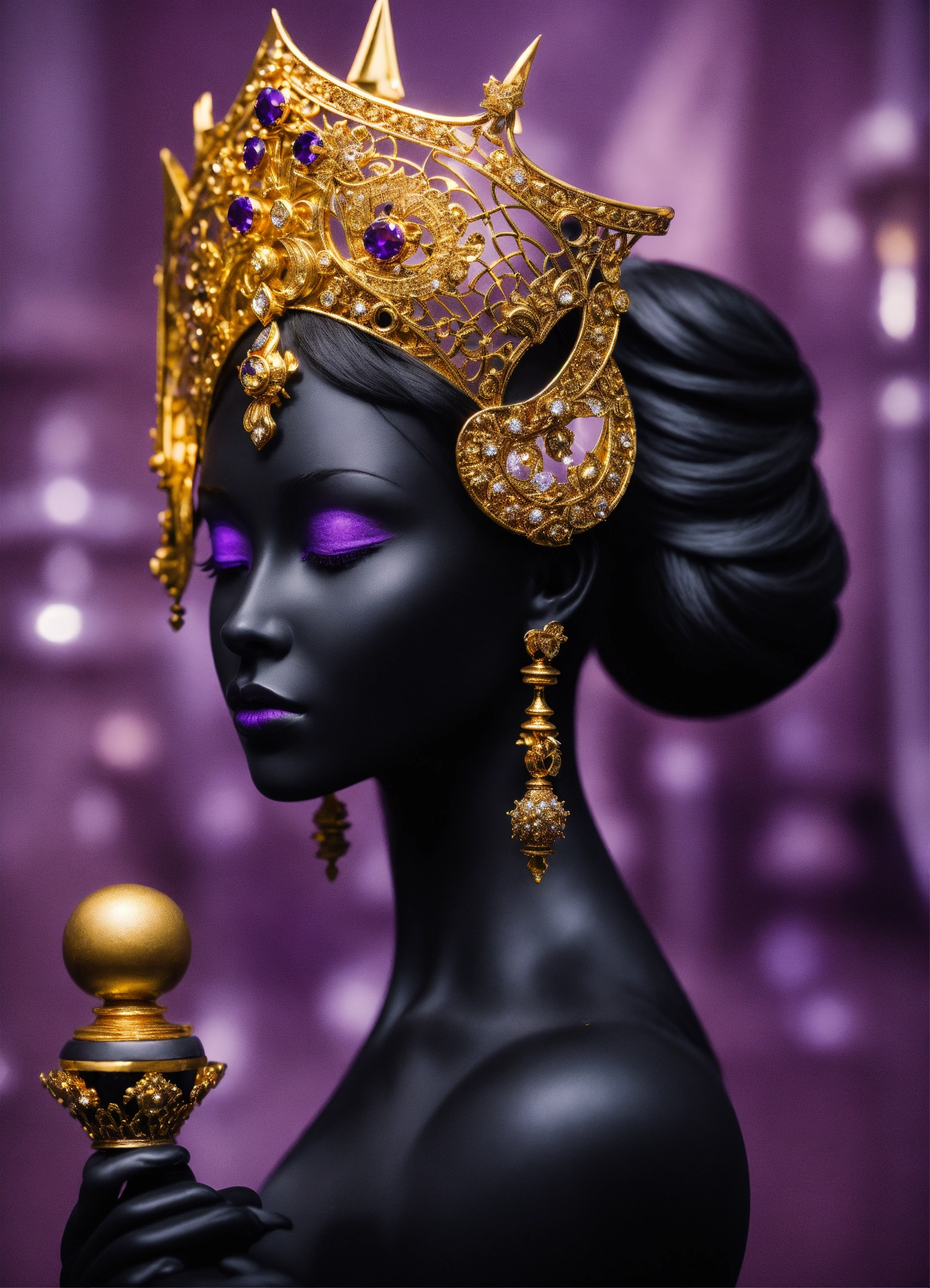 Lexica - Minimalism. Black Solar Queen with long oversized purple ...