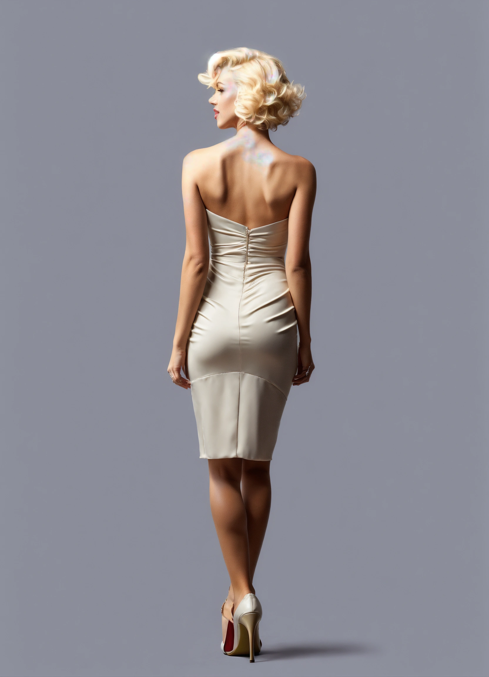 Lexica - Back view of a beautiful woman with hair like marilyn monroe ...