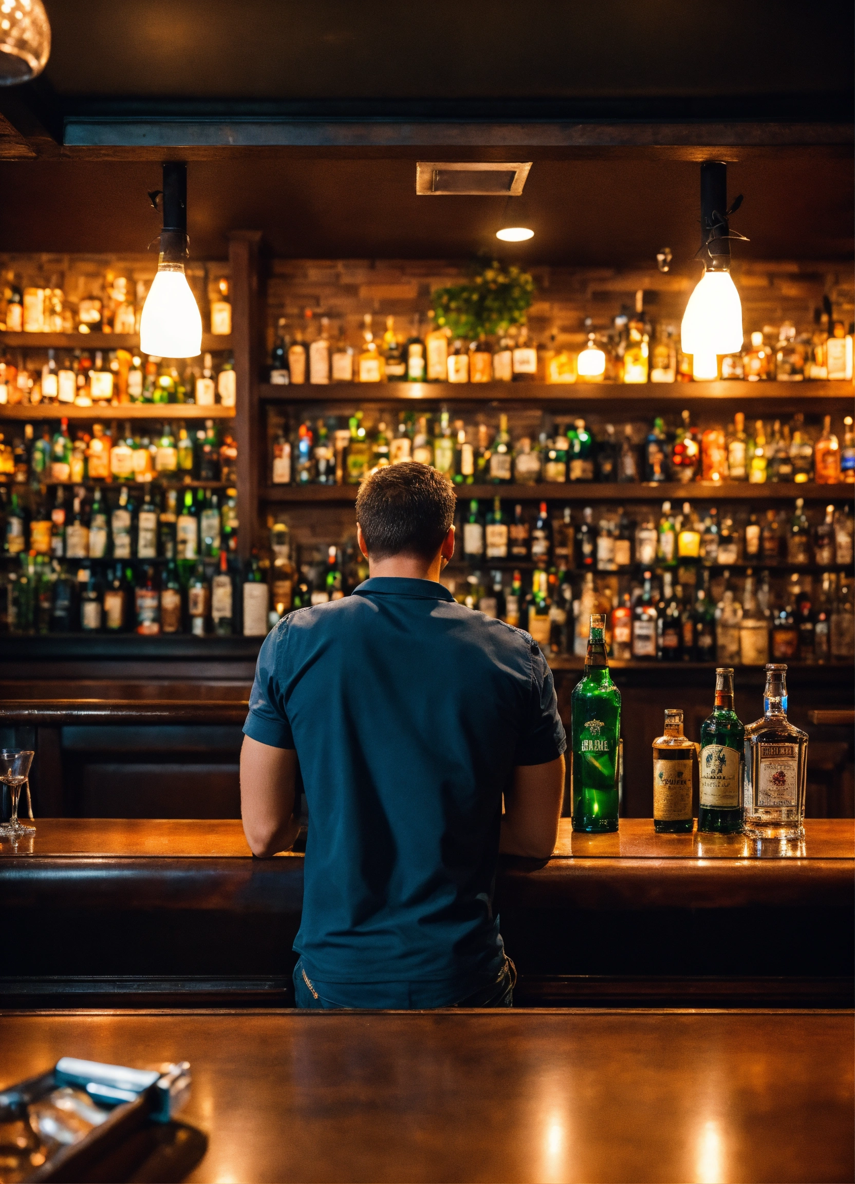 Lexica - The back of a guy drinking in a bar, fresh perspective