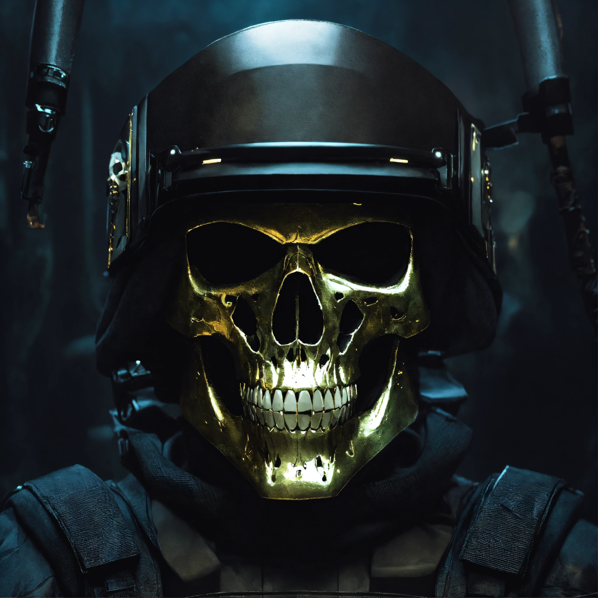 Lexica - Dark soldier wearing a skull mask without jaw