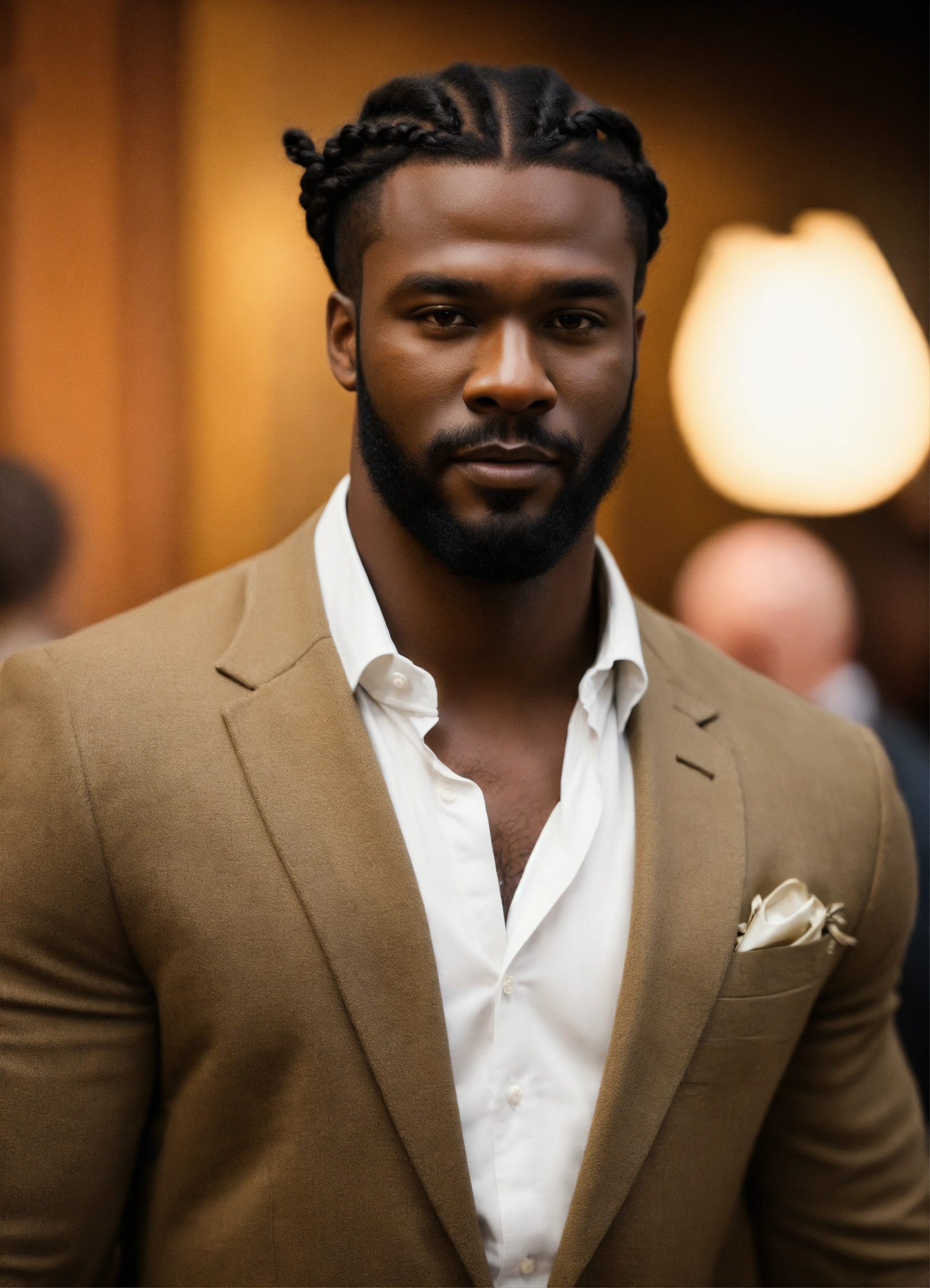 Lexica - Dark-skin Black man in his late 30s Broad muscular build Well ...