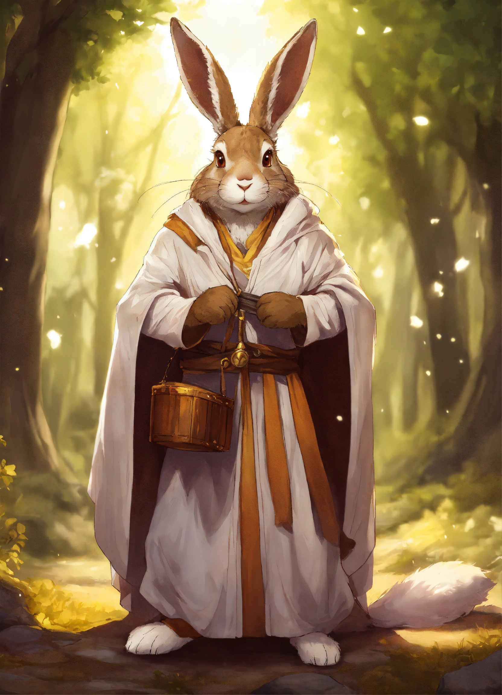 Lexica - Beautiful art, hare wizard, rabbit wizard, white robe, brown ...