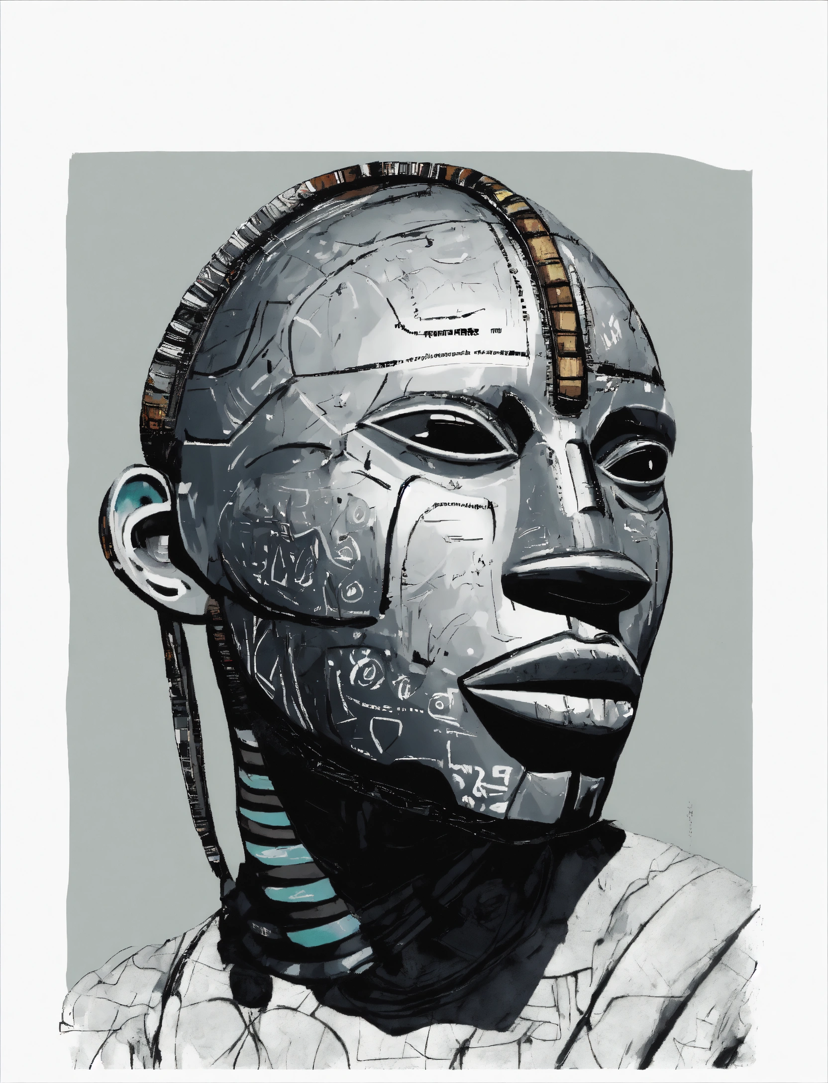 Lexica - African tribal mask robot comic manga style abstract edgy ...