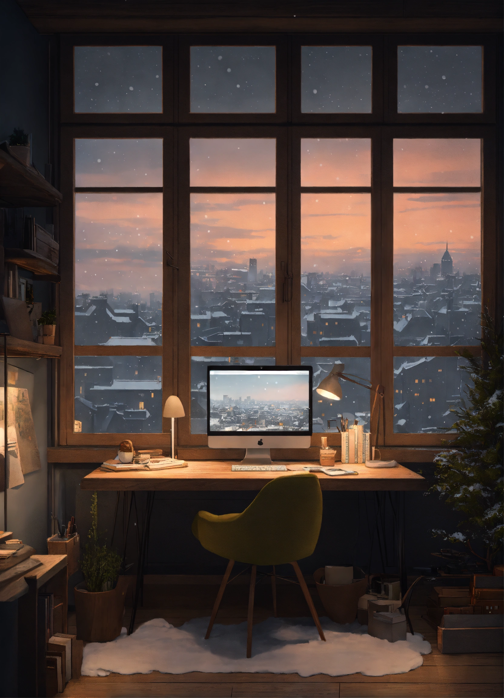 Lexica - Study room in apartment stockholm, studio ghibli, centered ...