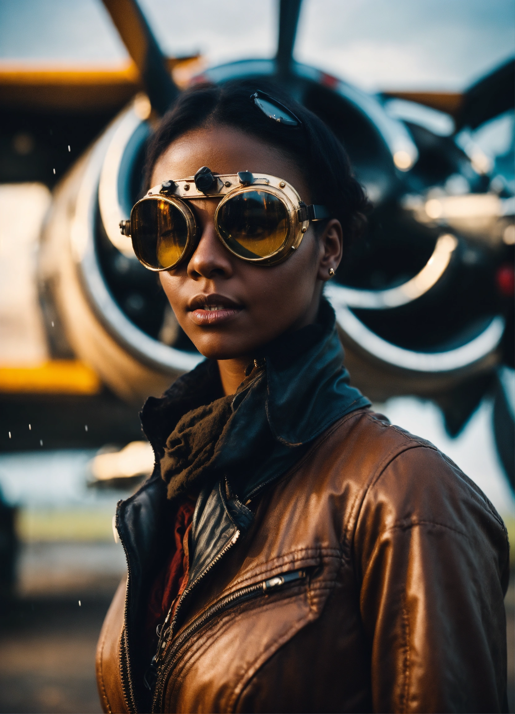 Lexica - Close up from a beautiful black skinned steampunk young lady ...