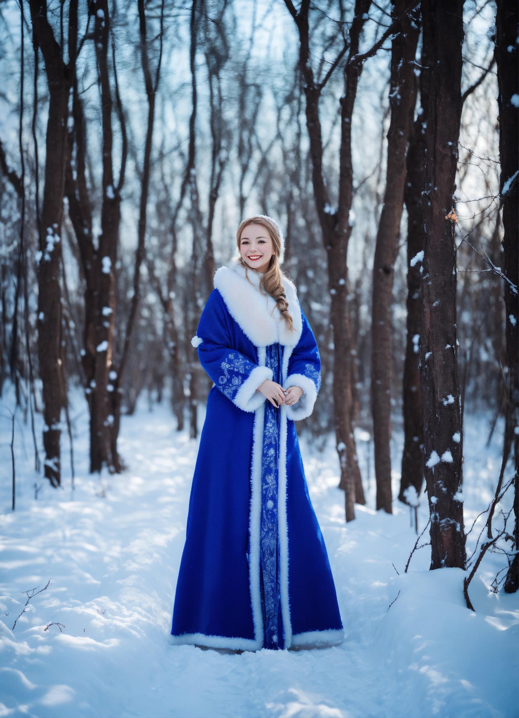 Lexica - Rosy-cheeked snow maiden with a smile on her face in the ...