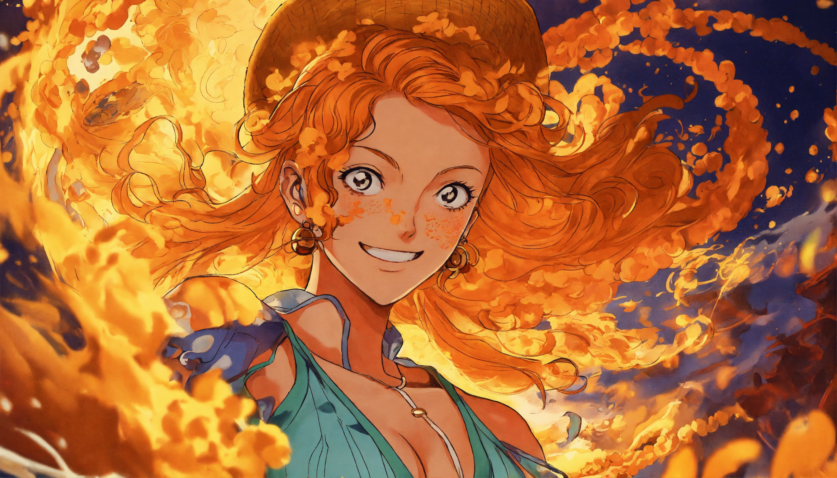 Lexica - Create an illustration of Nami in the iconic style of Eiichirō ...