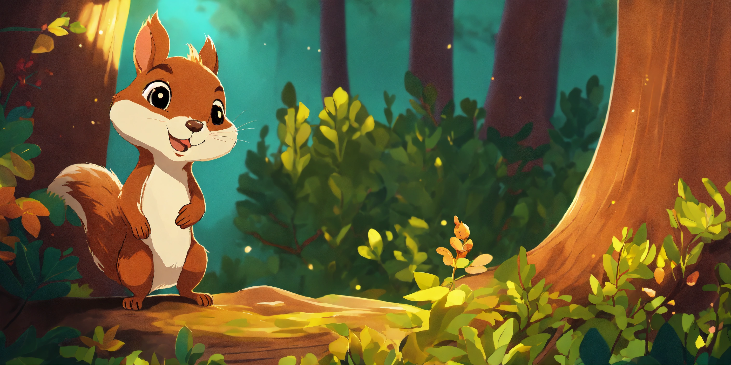 Lexica - Hello, little squirrel. She jumps among the trees, finding a cozy tree hollow and ...