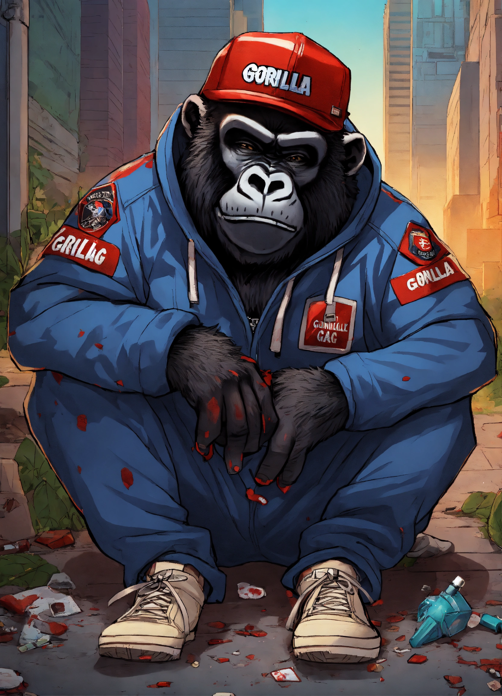 Lexica - Gangster gorilla dead from gunshot and bleeding laying dead on ...