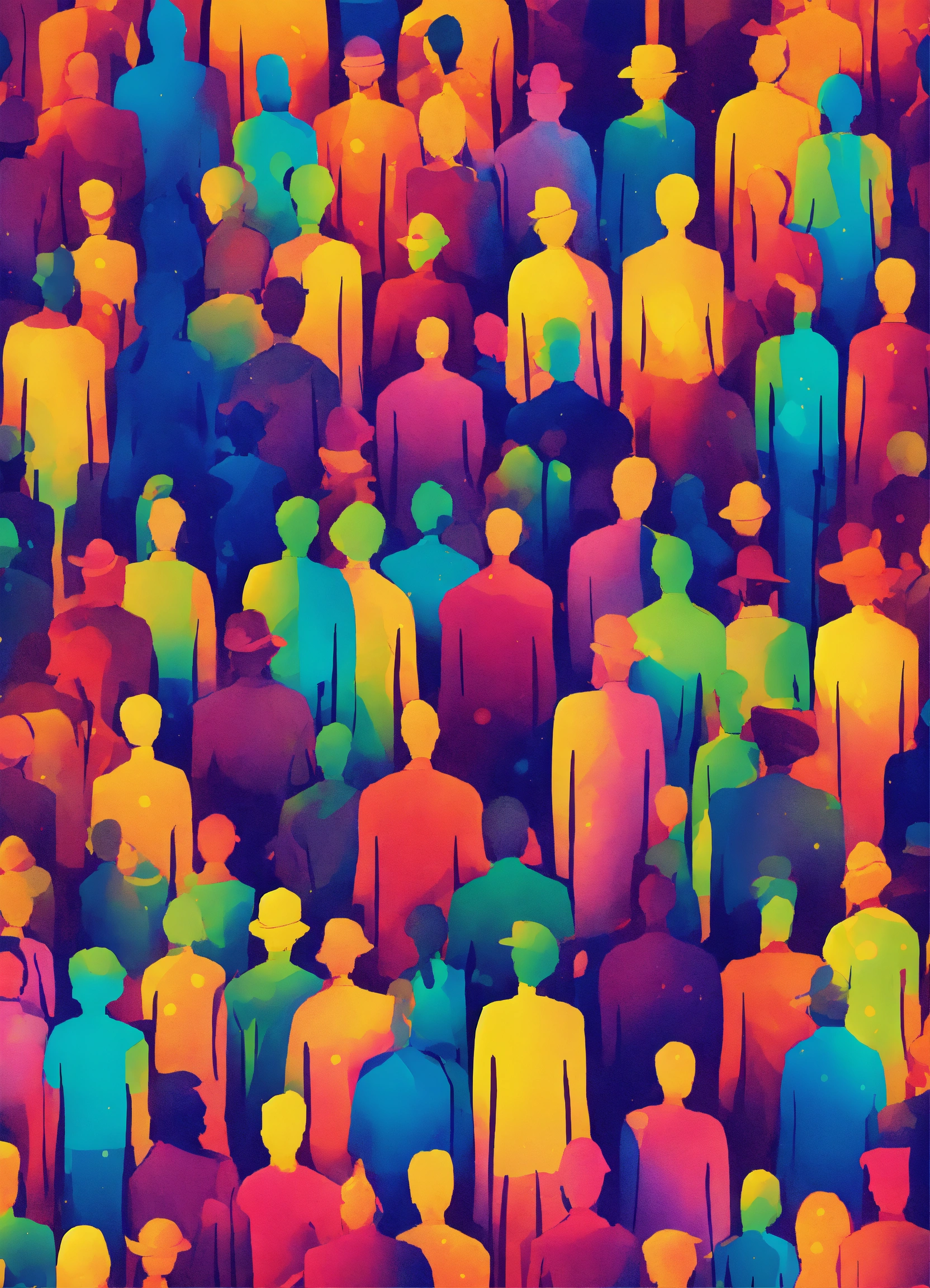 Lexica - Diverse colorful people crowd silhouette abstract art seamless ...