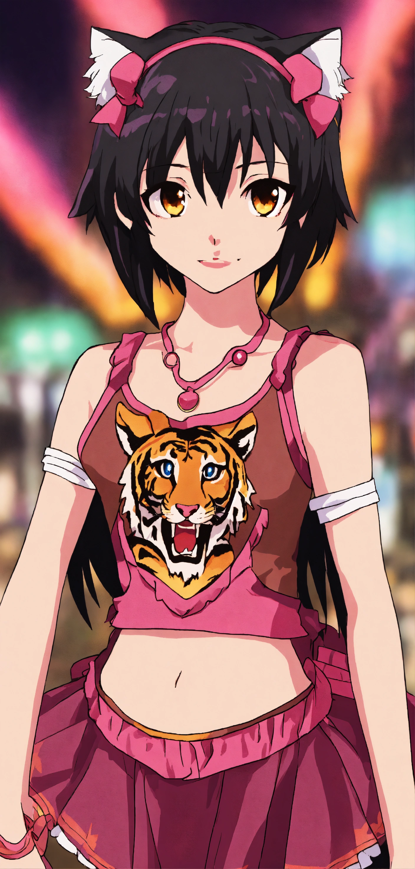 Lexica - Tiger Magical girl with black hair emo style and Brown eyes in ...