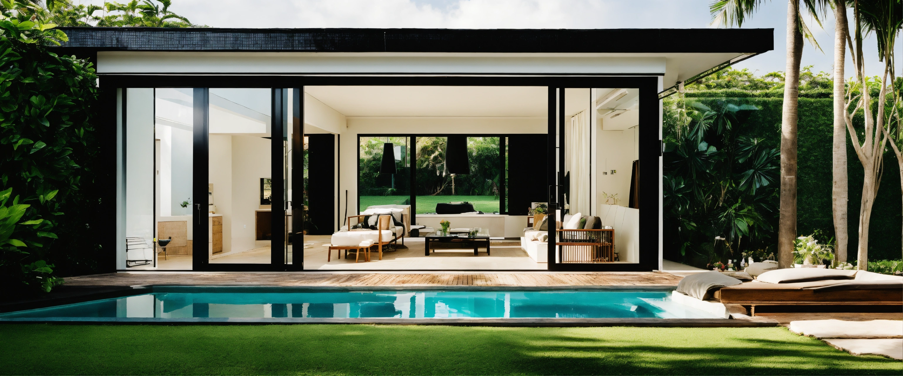 Lexica - A beautiful small house design. white decor with black details ...