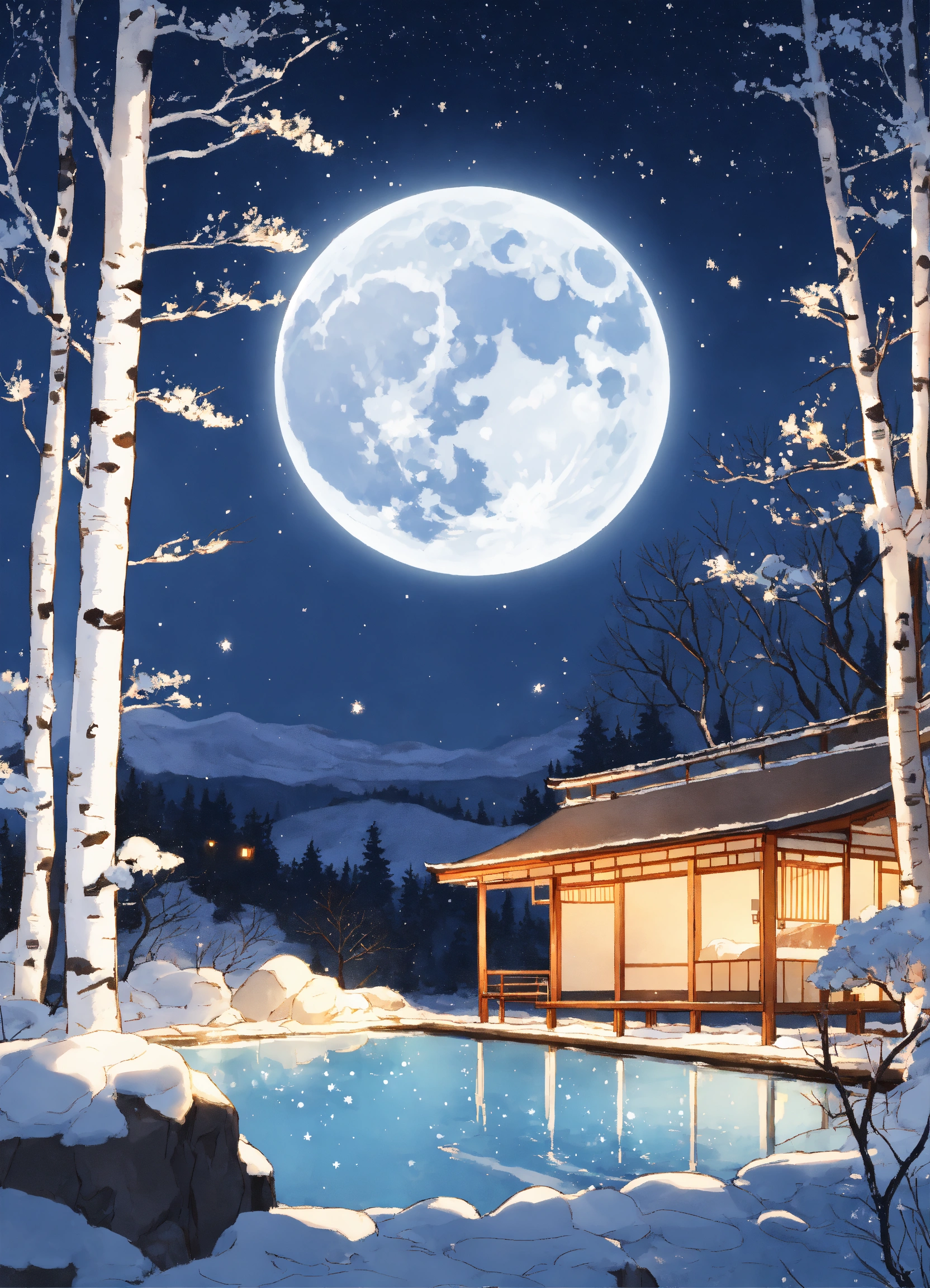 Lexica - Japanese hot spring, open-air bath, winter scenery ...