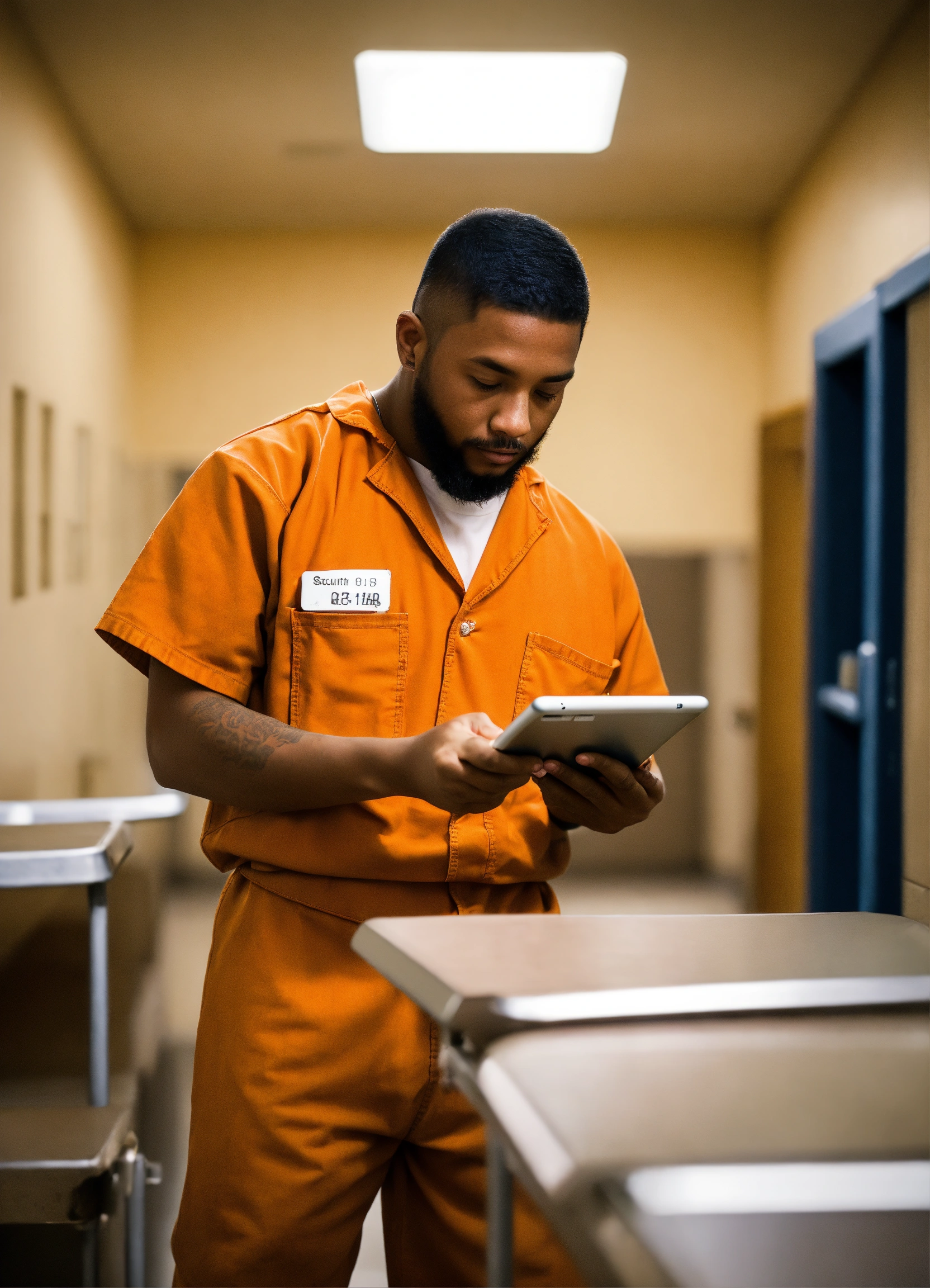 Lexica - An jail inmate using a tablet for educational purposes, inmate ...
