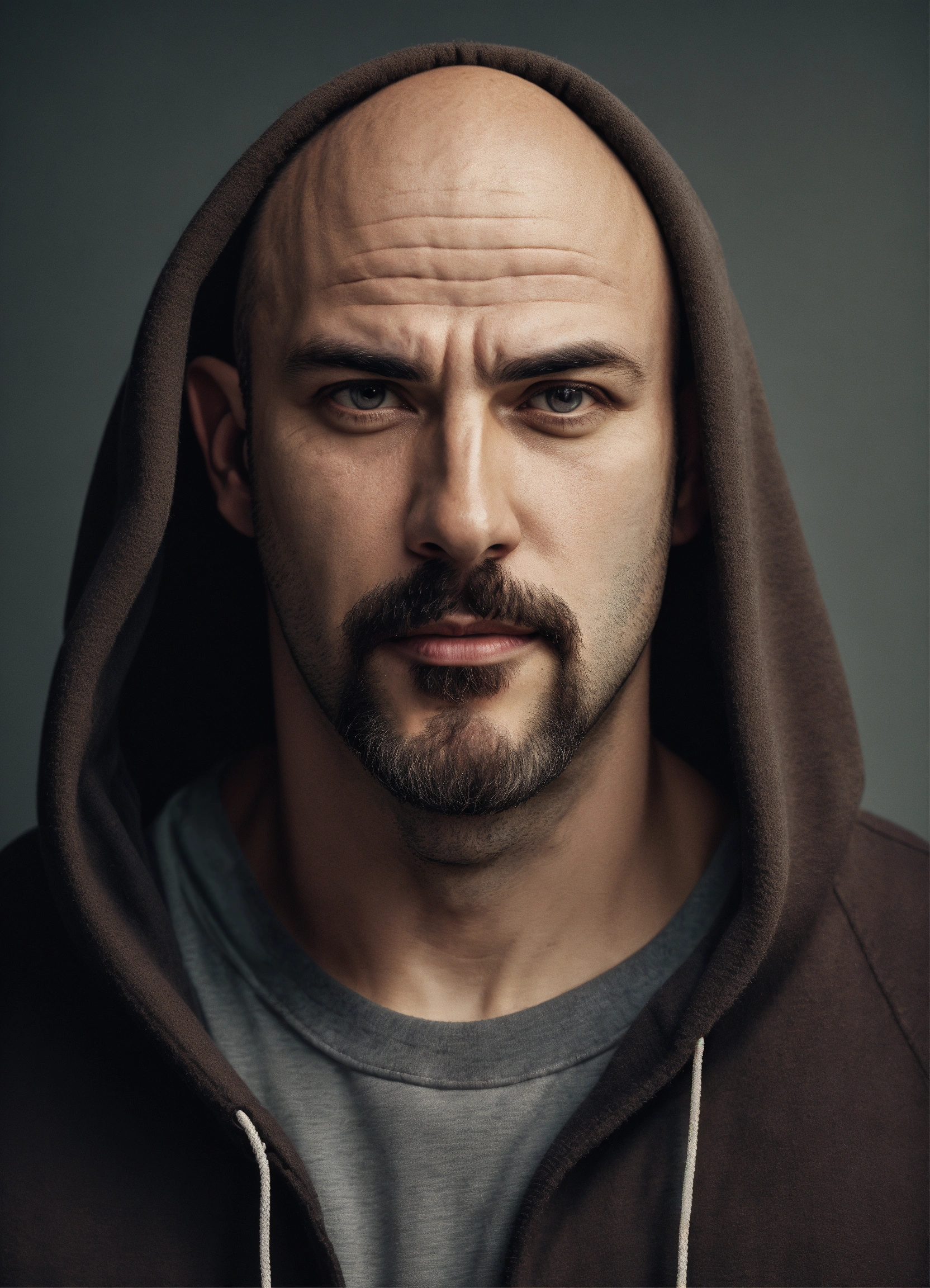 Lexica - A HUGE BALD MAN WITH A GOATEE, EXTENDED PROTRUDING BROW ...