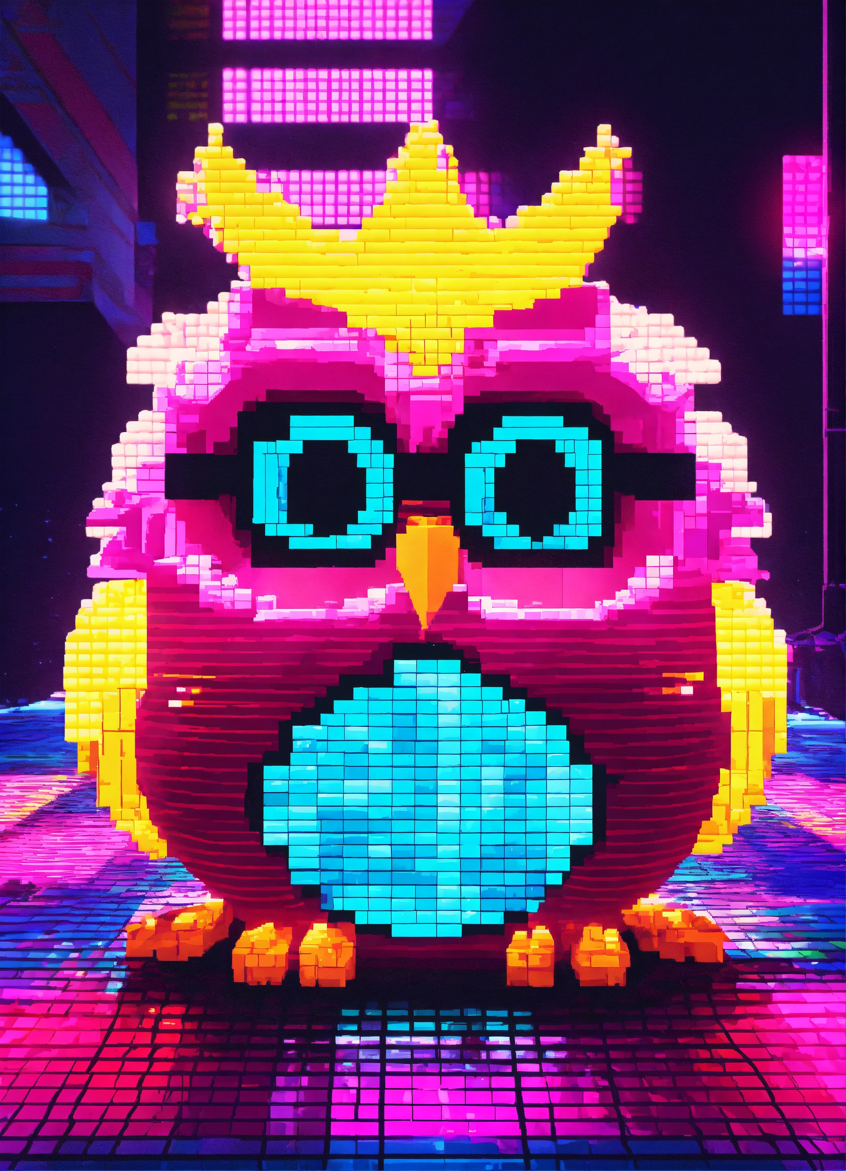 Lexica - Furby DJ spinning tracks, Lite-Brite dance floor, pastel neon ...