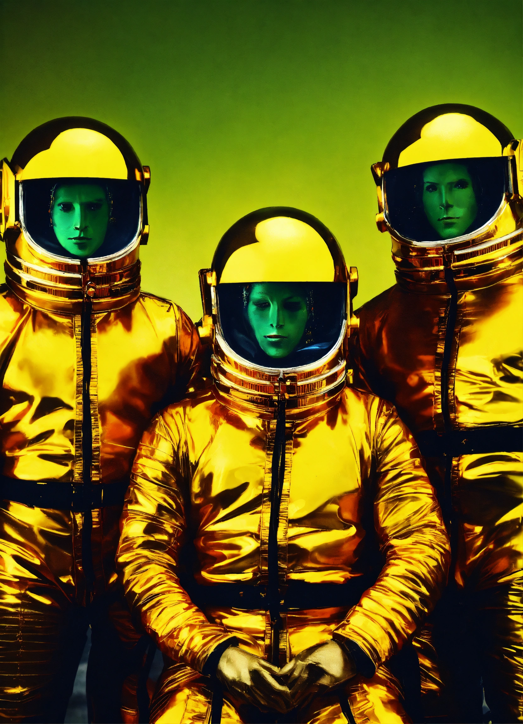 Lexica - Six man dressed in space costumes, in the style of bronzepunk ...