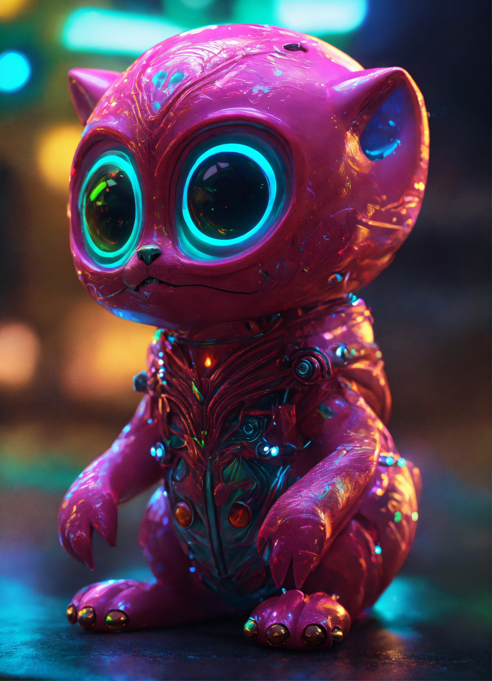 Lexica - Gelly cute adorable alien monster, full-body, neon glow colors ...