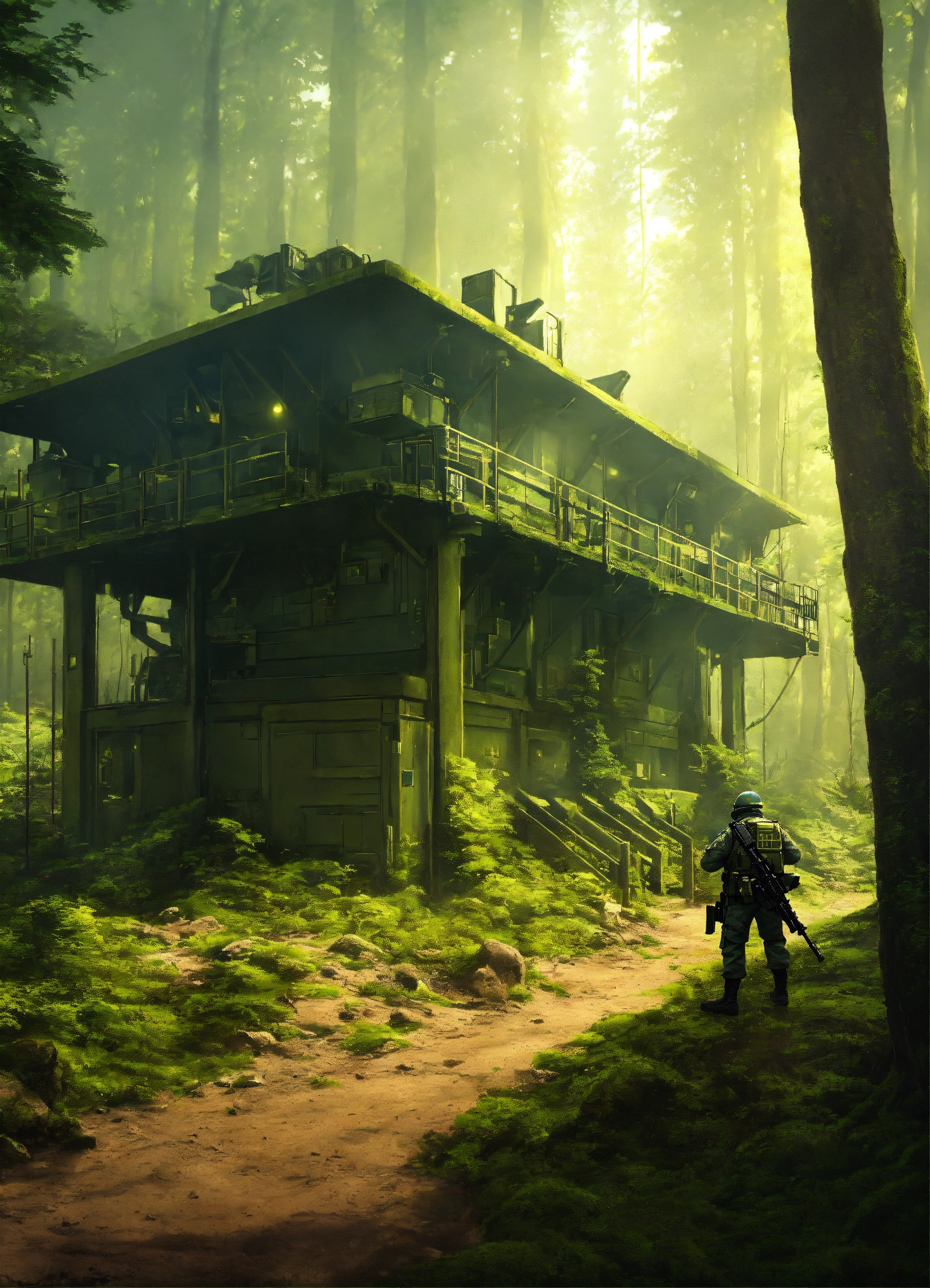 Lexica - Clean and active sci fi military forest compound, military ...
